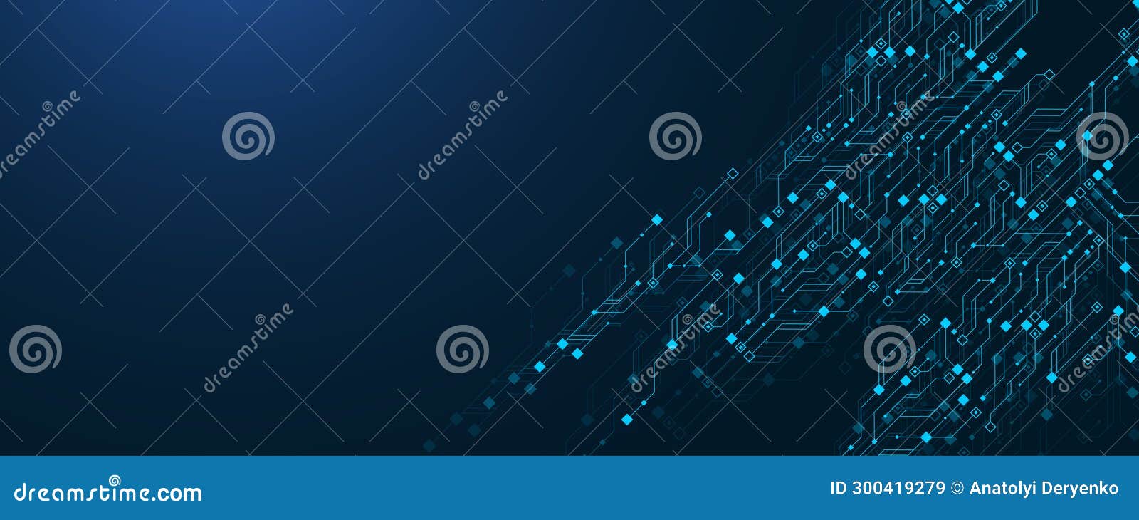 Technology Modern Blue Horizontal Banner Template with Circuit Board ...