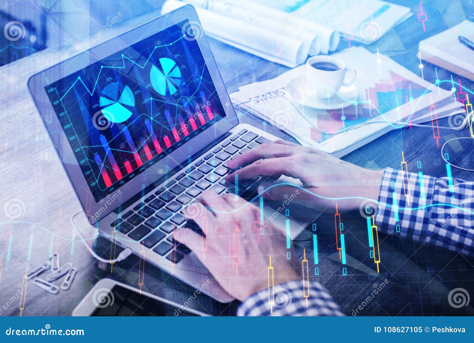 Technology and Money Concept Stock Image - Image of desk, financial ...