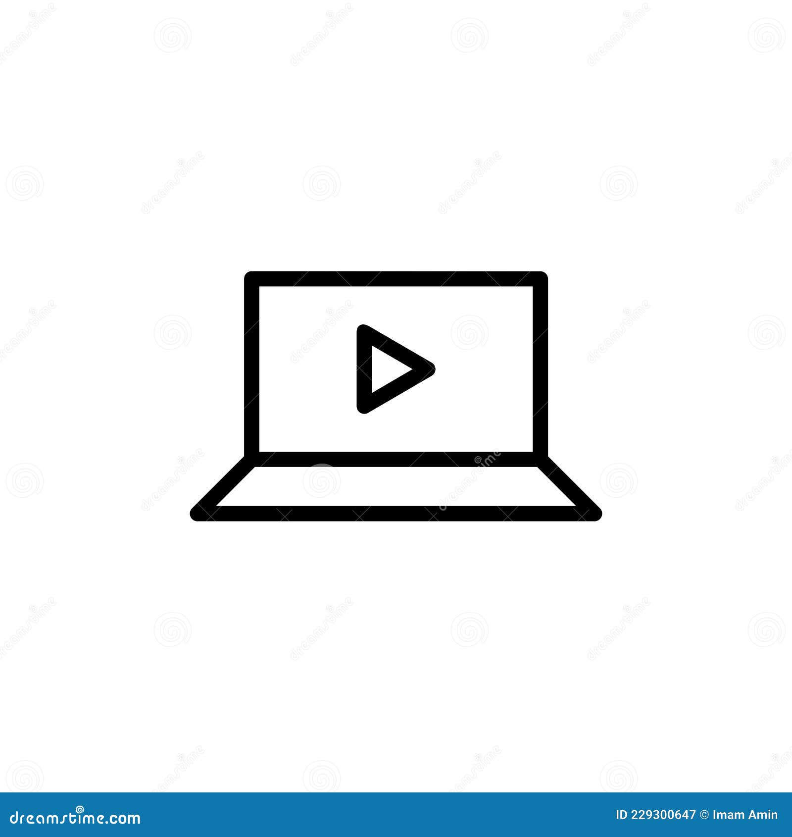 Laptop Video Play Technology Monoline Symbol Icon Logo for Graphic ...