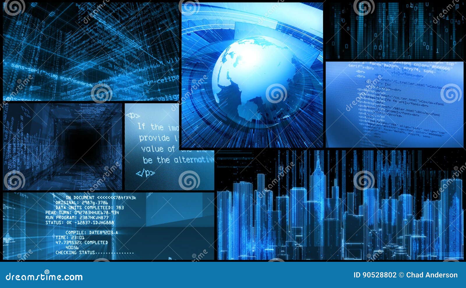 Technology Montage - Computer Data Screen Display Animation Stock ...