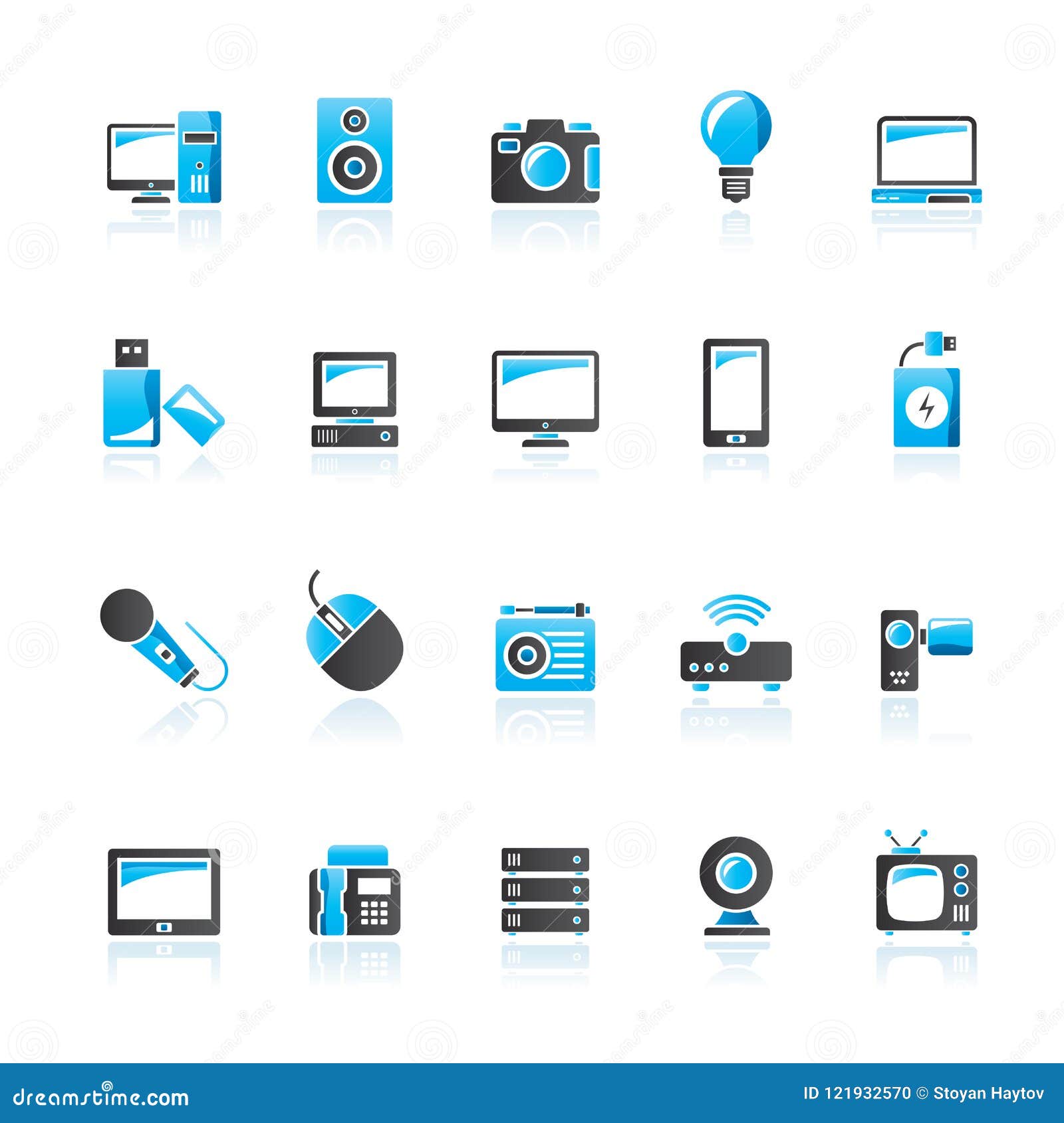 Technology and Multimedia Devices Icons Stock Vector - Illustration of ...