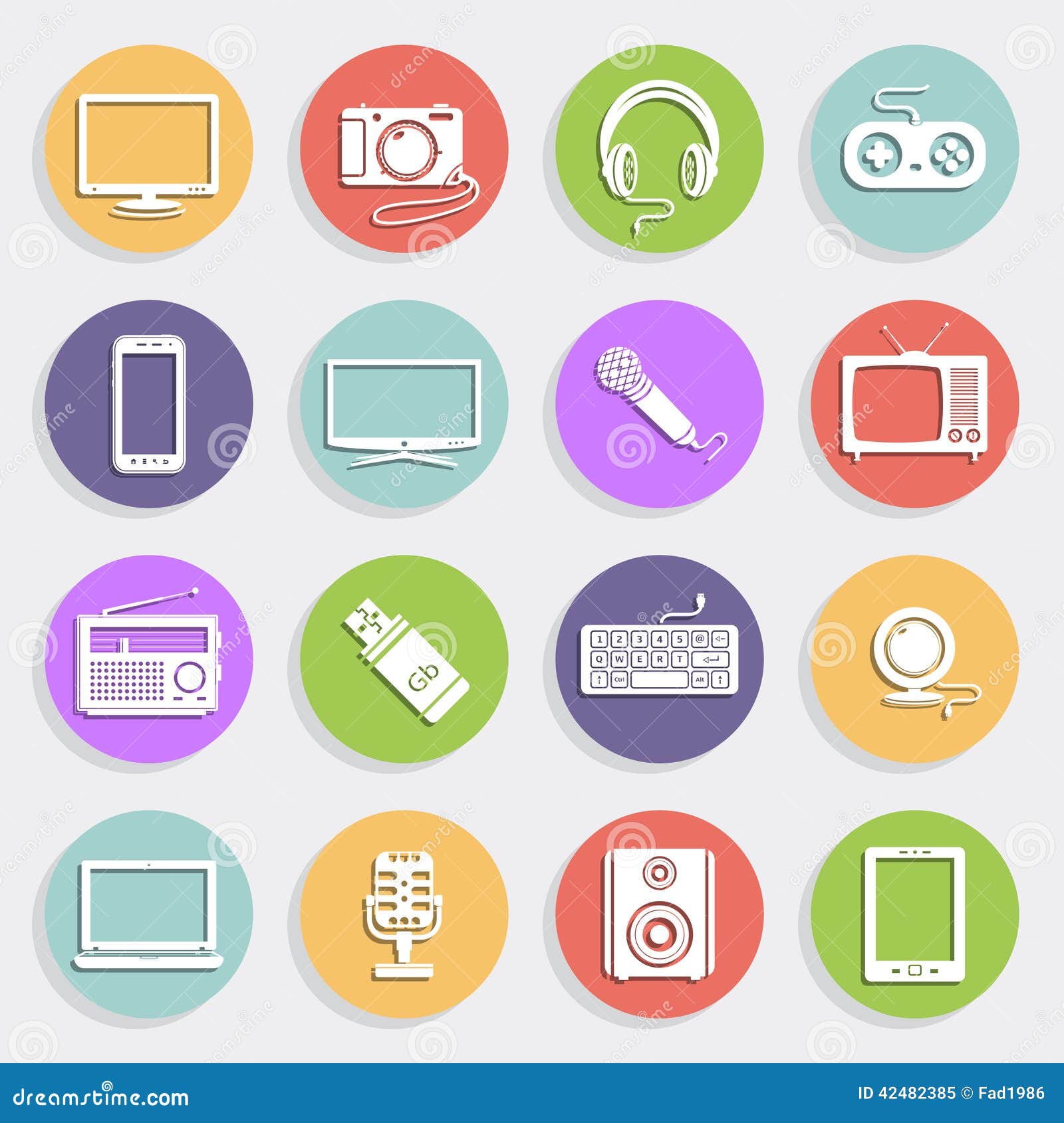 Technology and Multimedia Icons Stock Vector - Illustration of ...