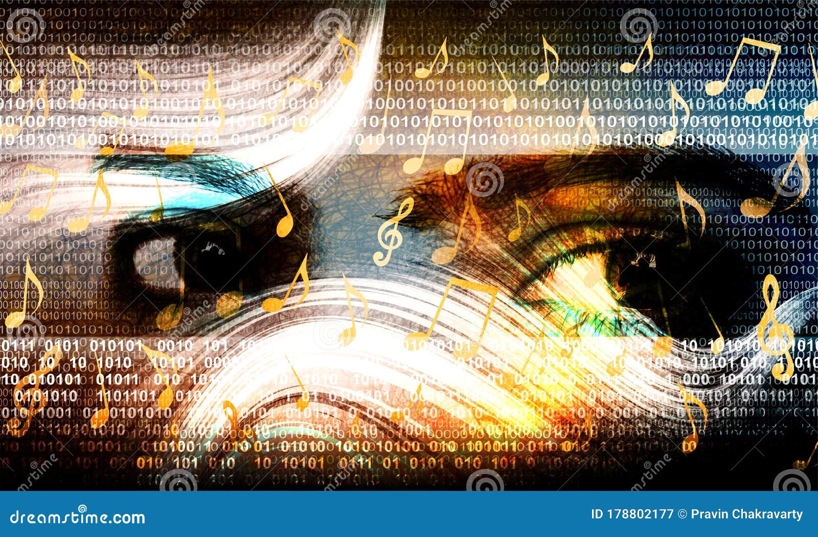 Technology Music Background with Eye Vision. Technology Web Background ...