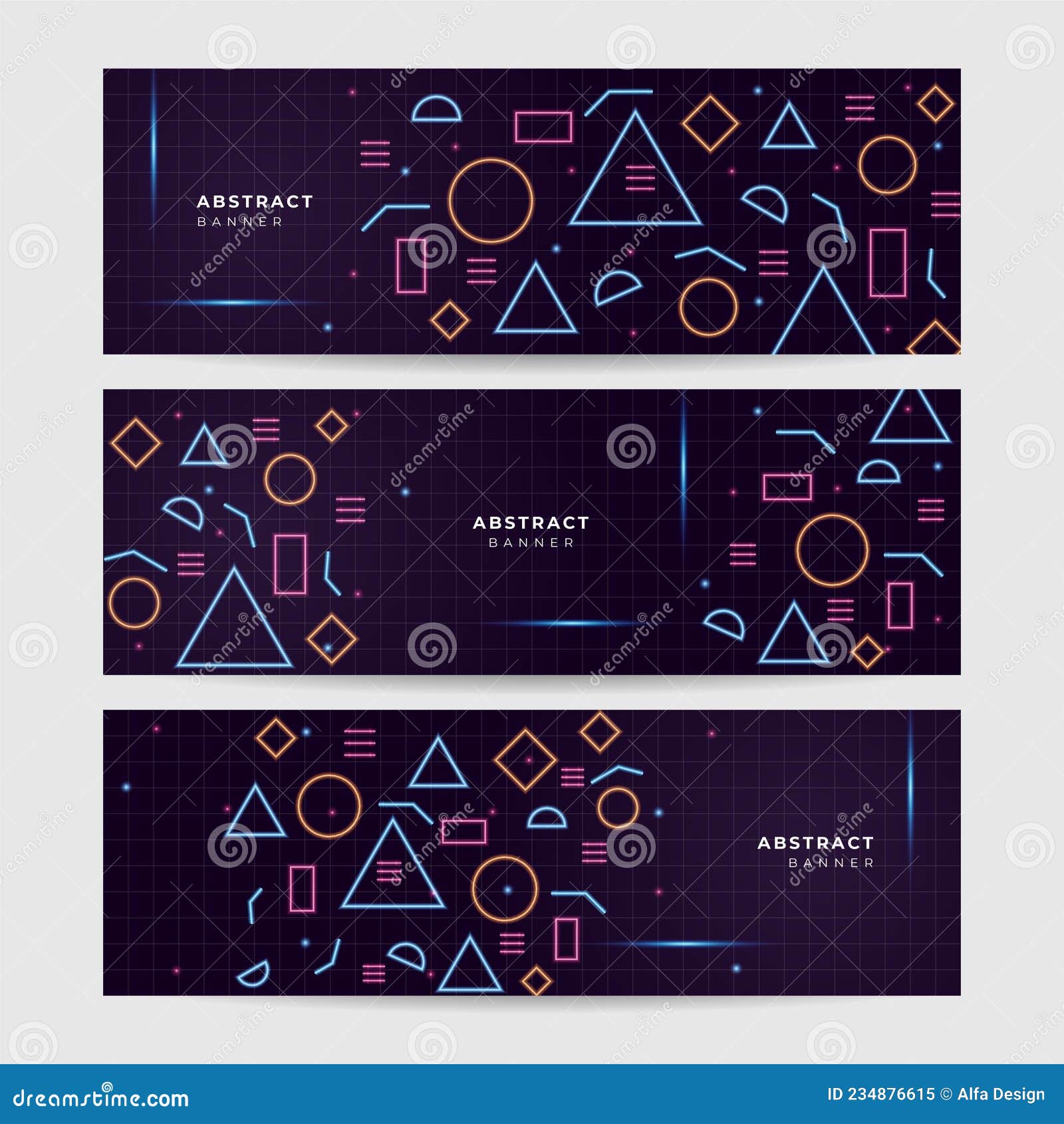 Technology Neon Abstract Vector Business Long Banner Template ...