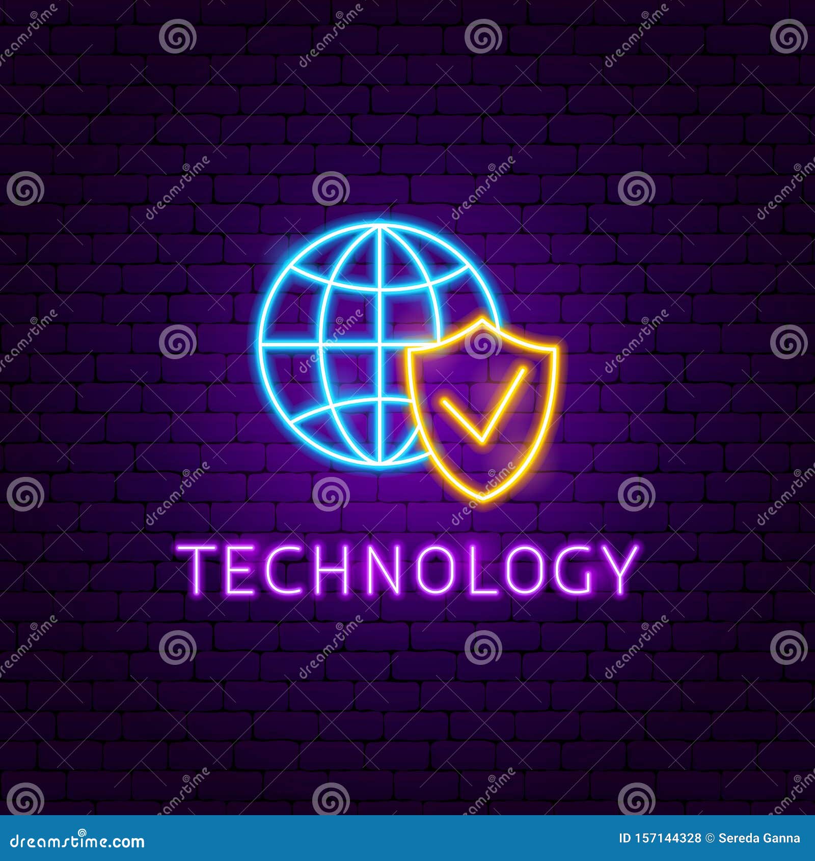 Technology Neon Label stock vector. Illustration of electronics - 157144328