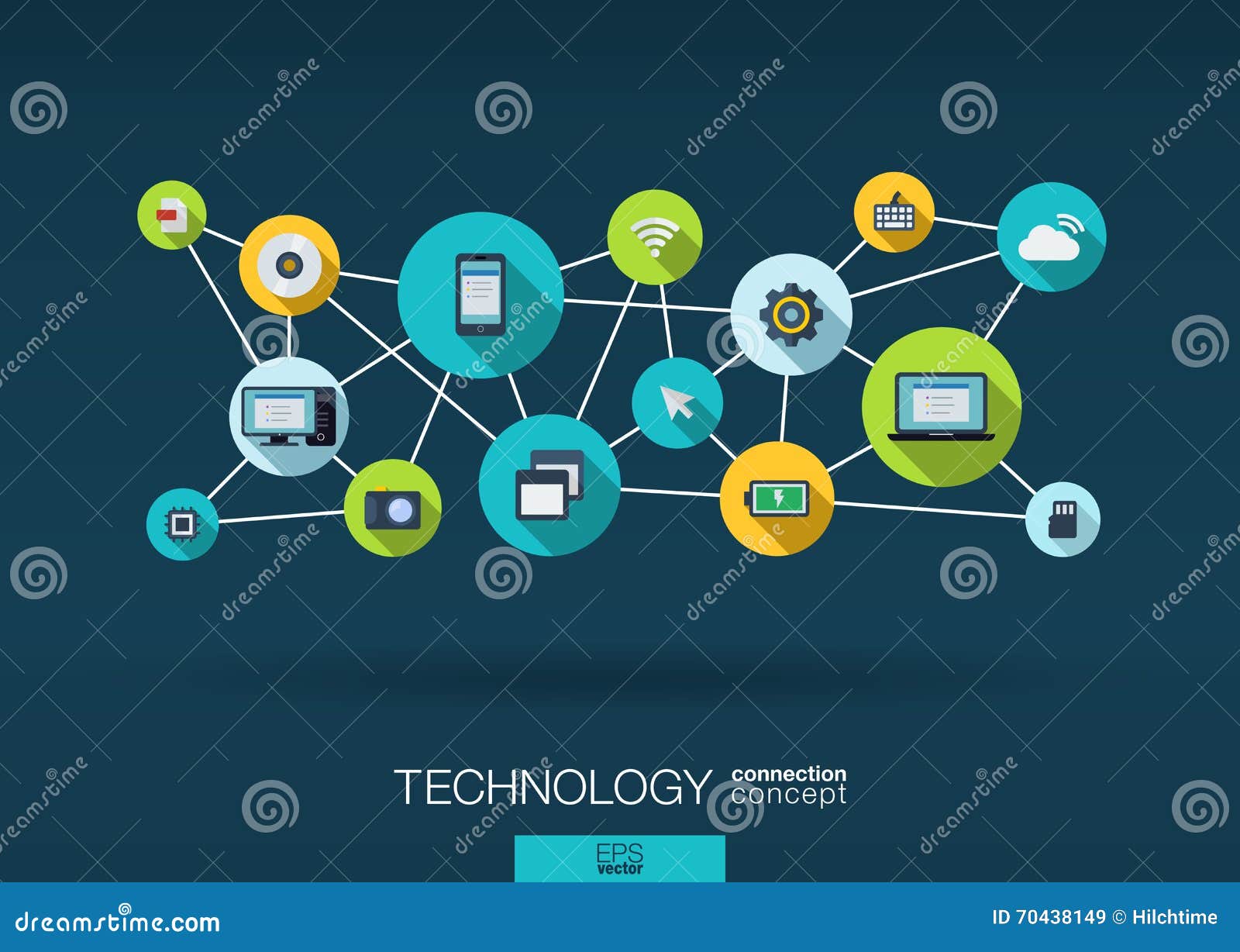 Technology Network. Background with Integrate Flat Icons Stock Vector ...