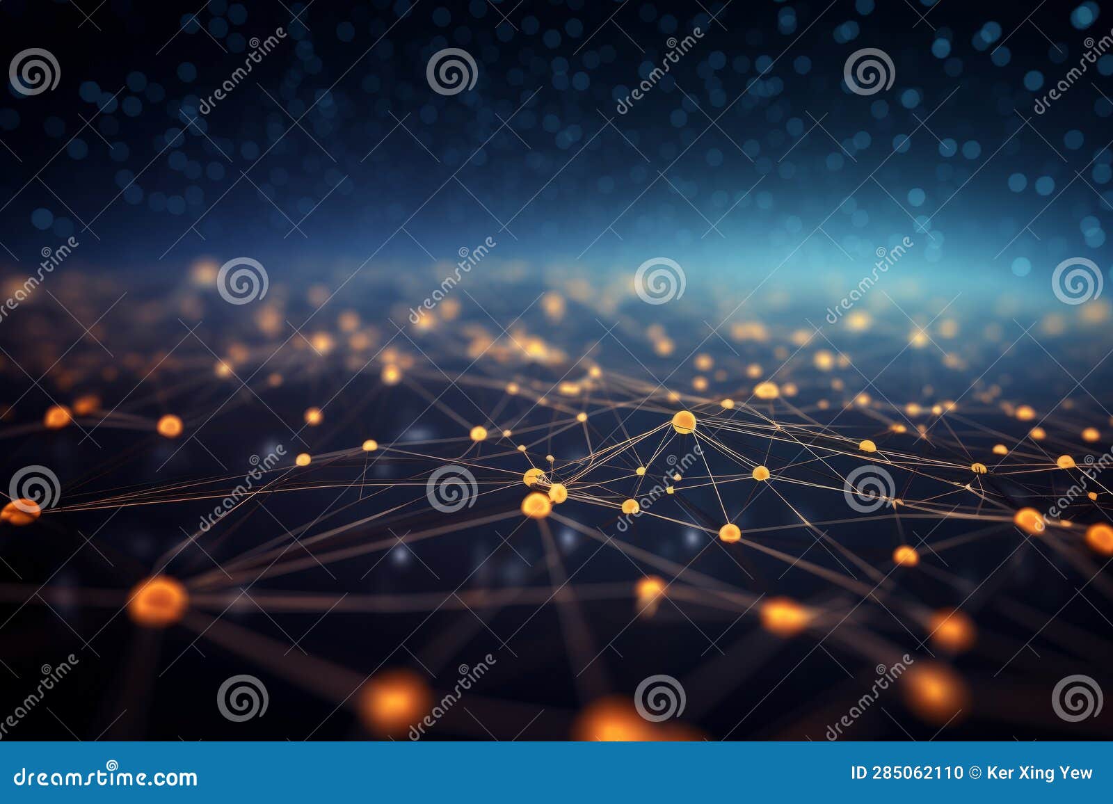 Technology Network with Connected Lines and Dots Stock Illustration ...