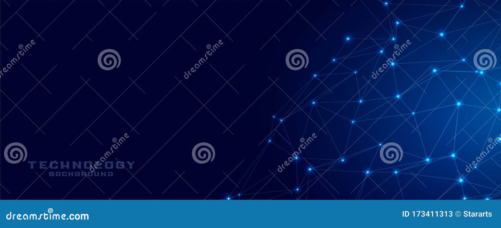 Technology Network Connection Blue Mesh Banner Design Stock Vector ...