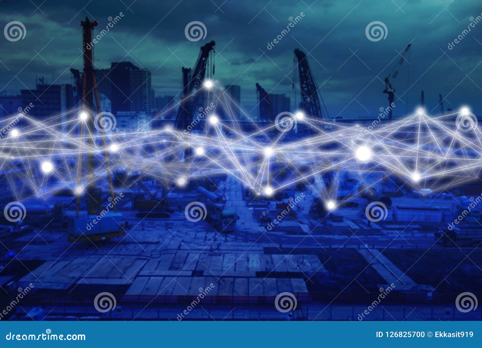 Technology Network in Construction Concept, Icon Construction Network ...