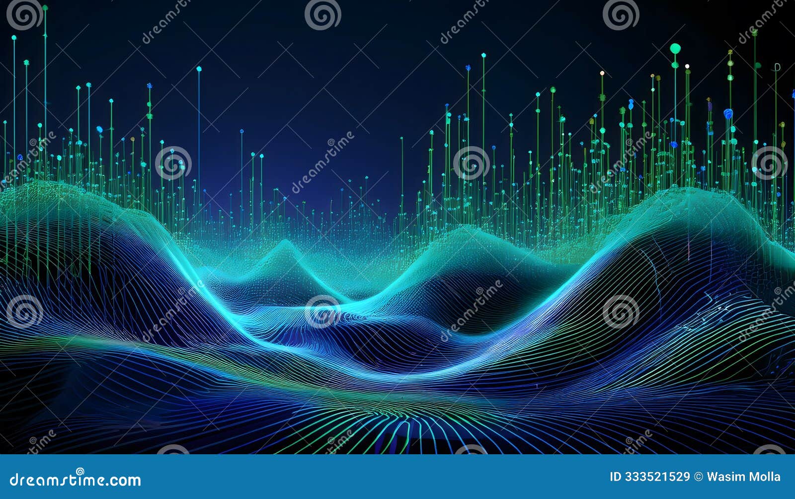 Technology Network Digital Data Flow Artificial Intelligence Data Analytics Processing Abstract