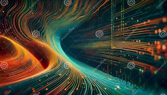 Technology Network Digital Data Flow Artificial Intelligence Data Analytics Processing Abstract ...