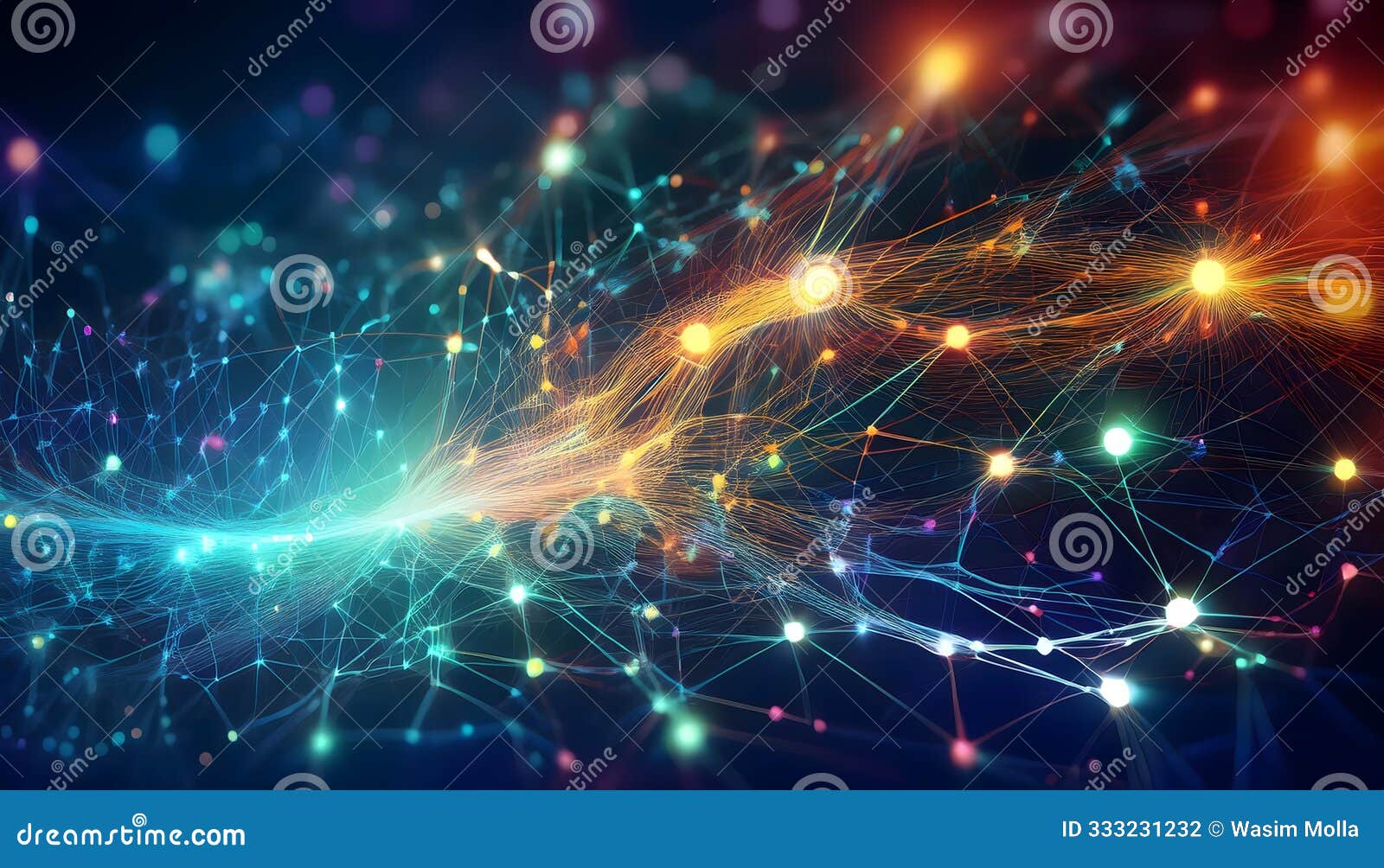 Technology Network Digital Data Flow Artificial Intelligence Data Processing Visualization ...