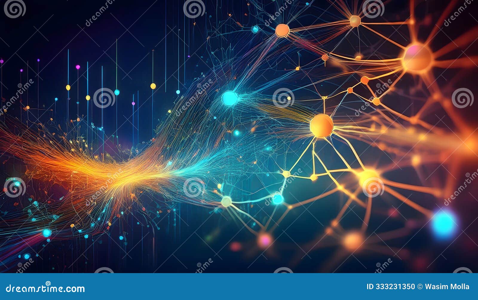 Technology Network Digital Data Flow Artificial Intelligence Data Processing Visualization ...