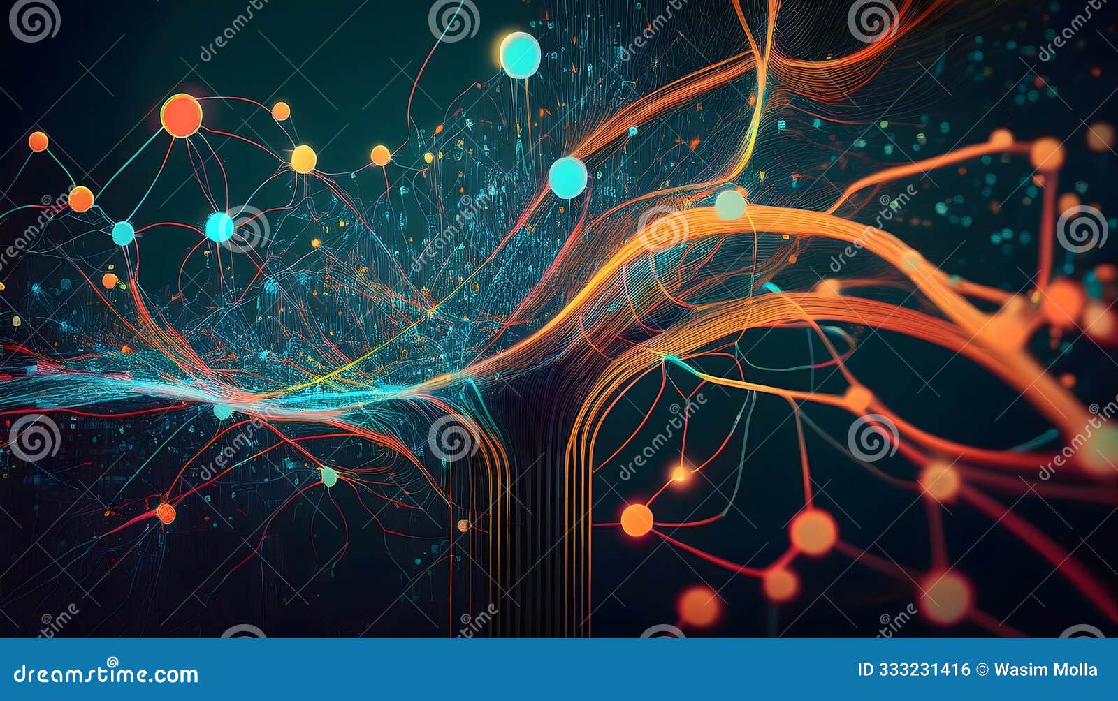 Technology Network Digital Data Flow Artificial Intelligence Data Processing Visualization ...