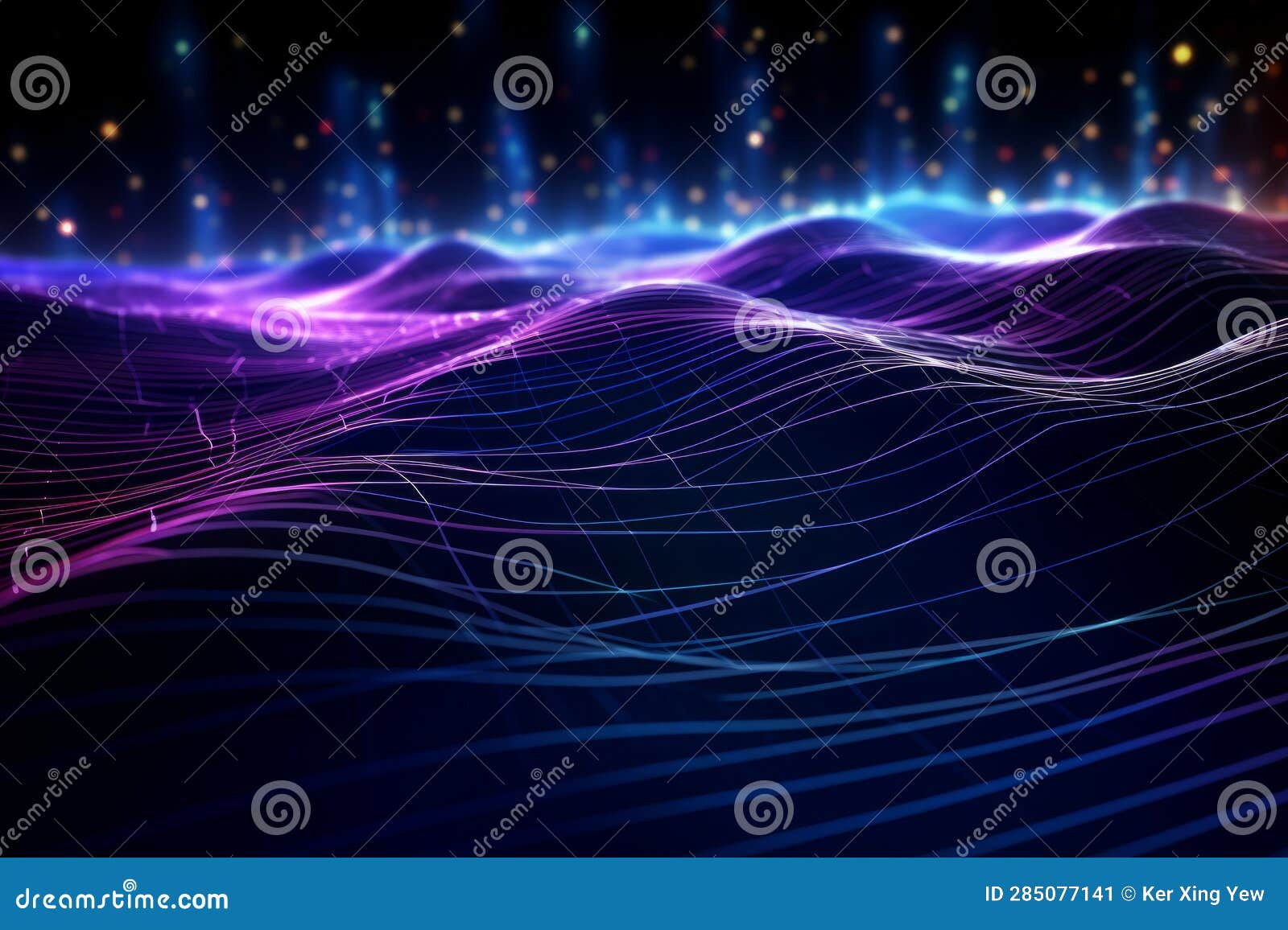 Technology Network with Flowing Lines Stock Illustration - Illustration ...