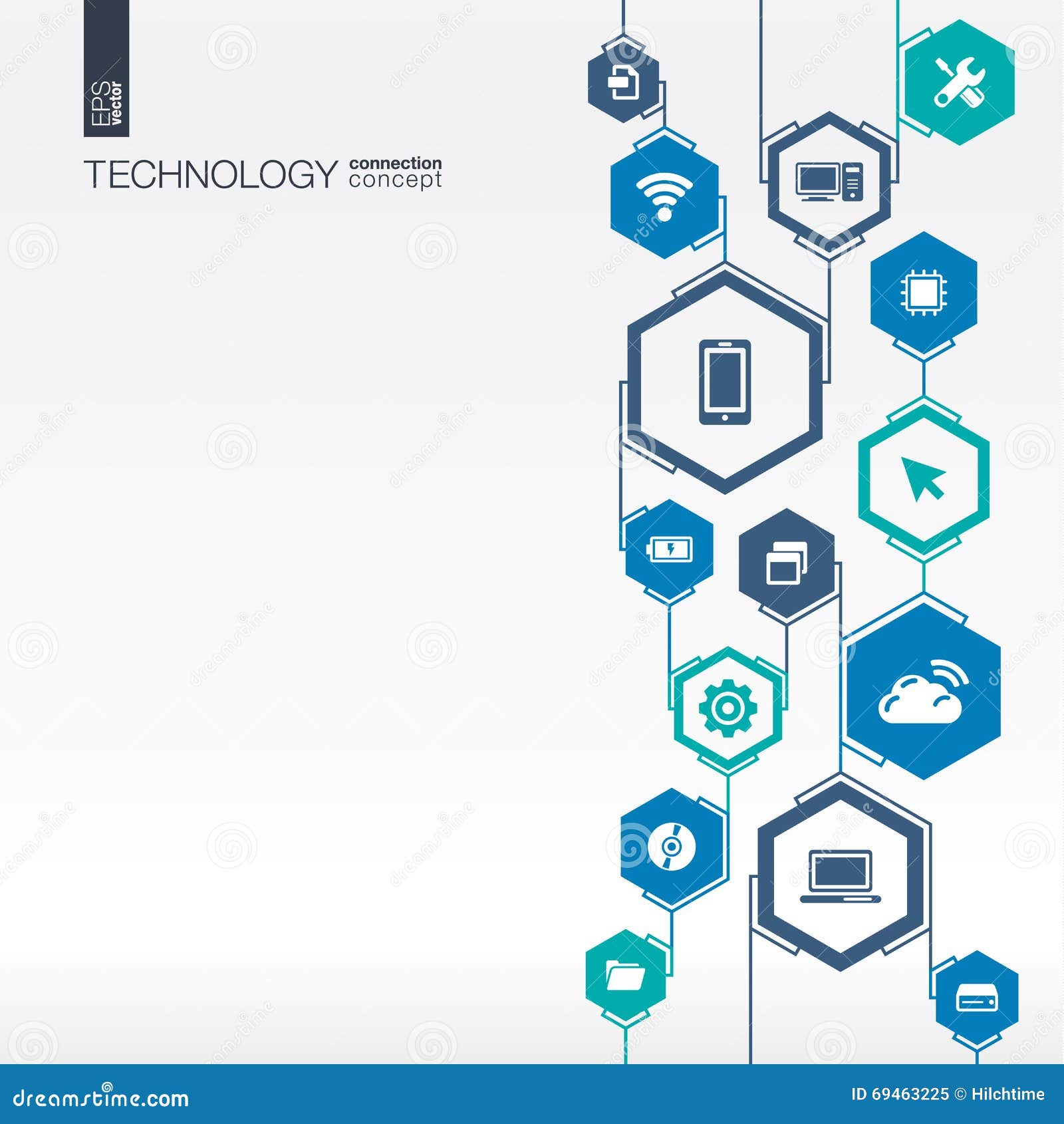 Technology Network. Hexagon Abstract Background Stock Vector ...