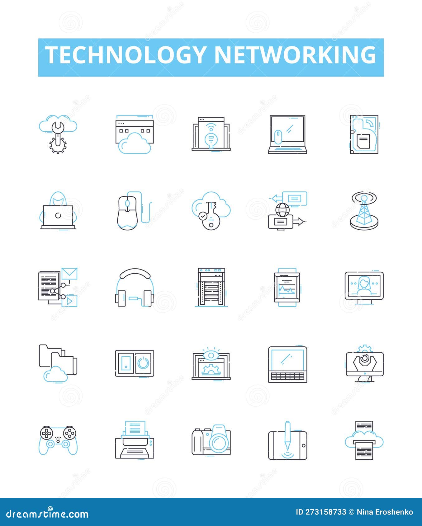 Technology Networking Vector Line Icons Set. Networking, Technology ... Technology Networking Vector Line Icons Set. Networking, Technology ...