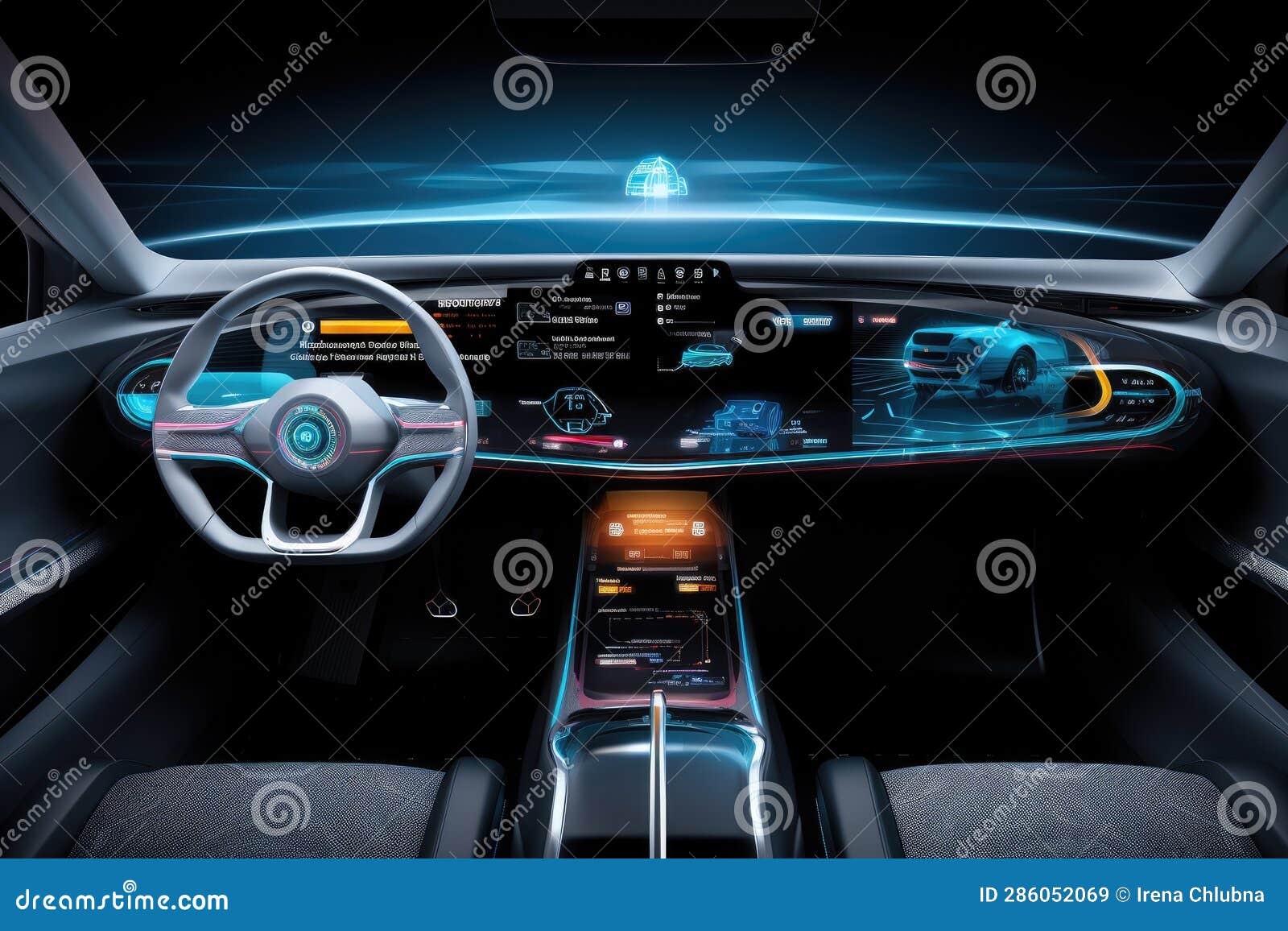 Technology on a New Car Dashboard Stock Illustration - Illustration of ...