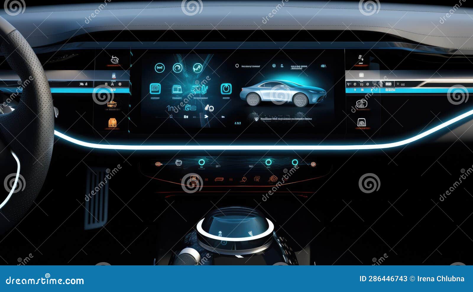 Technology on a New Car Dashboard Stock Illustration - Illustration of ...