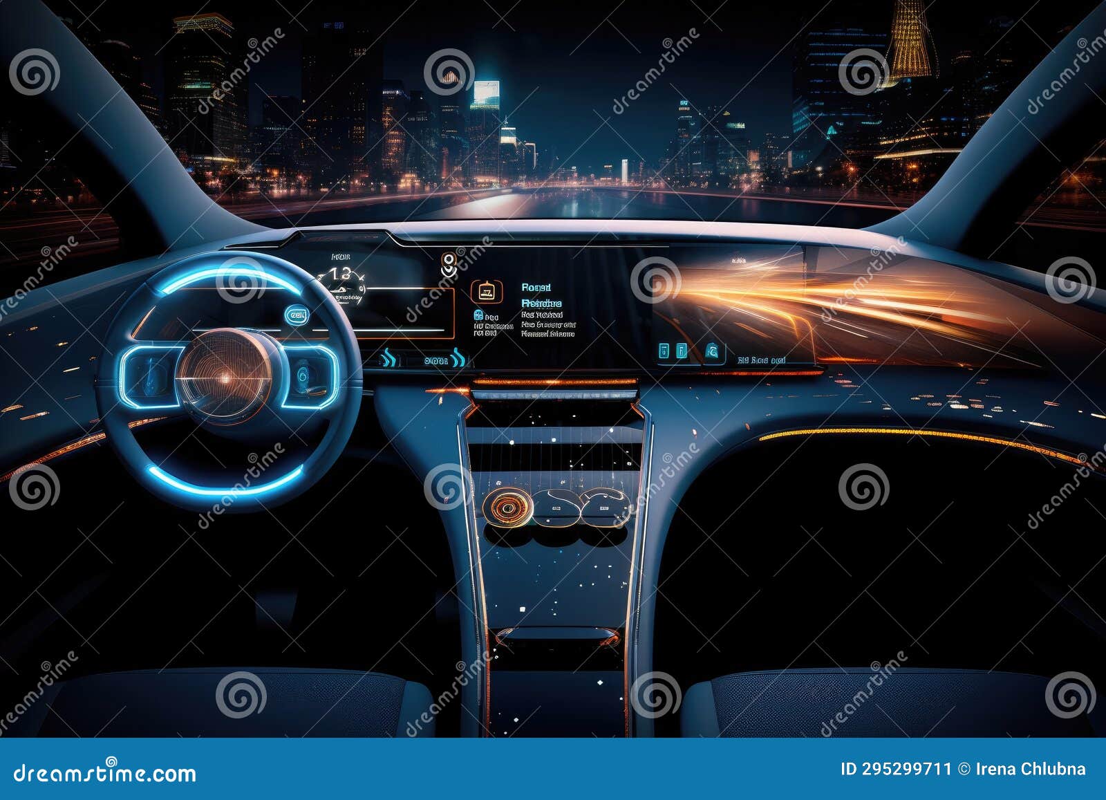 Technology on a New Car Dashboard. Generative AI Stock Illustration ...