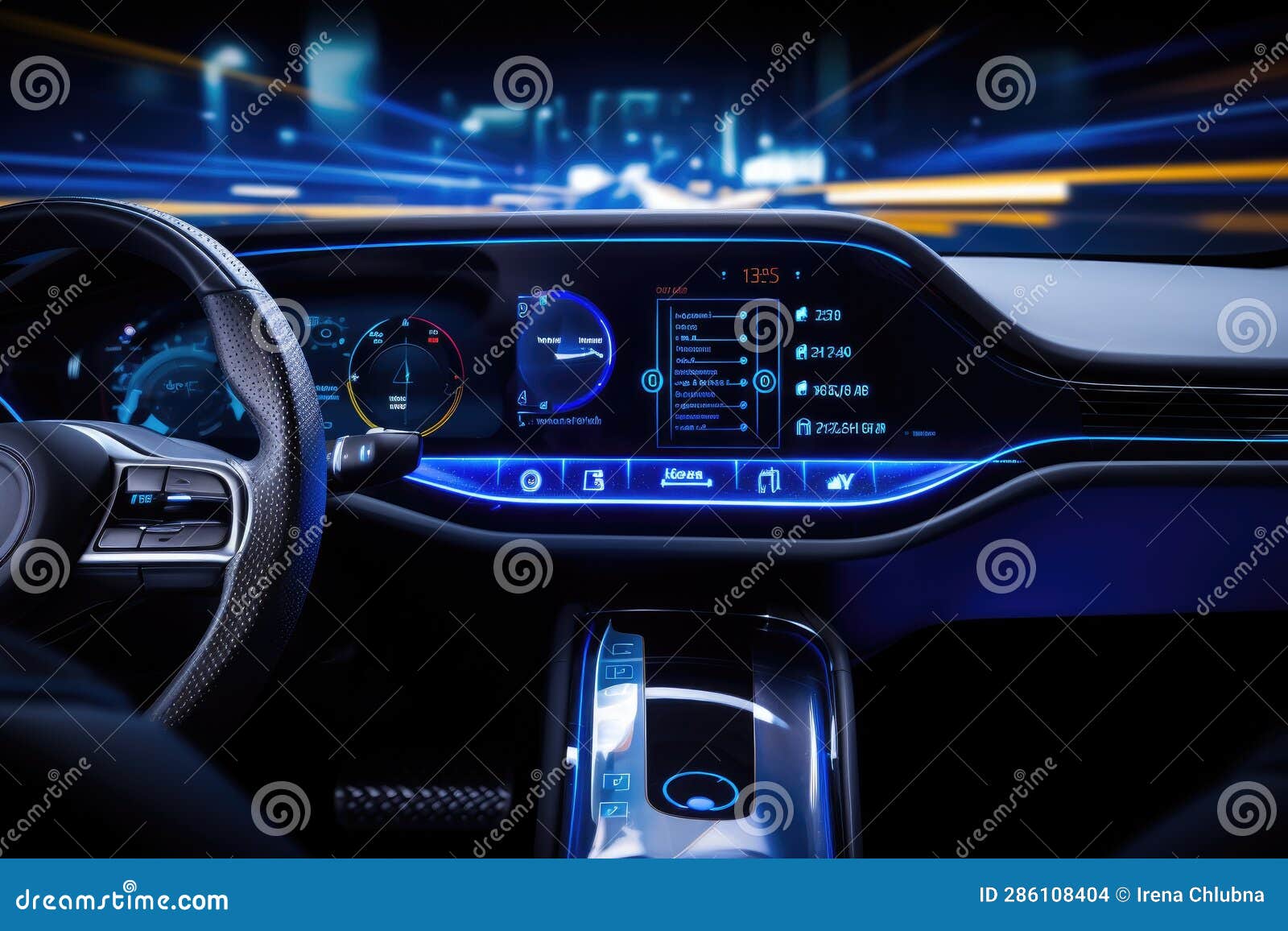 Technology on a New Car Dashboard Stock Illustration - Illustration of ...