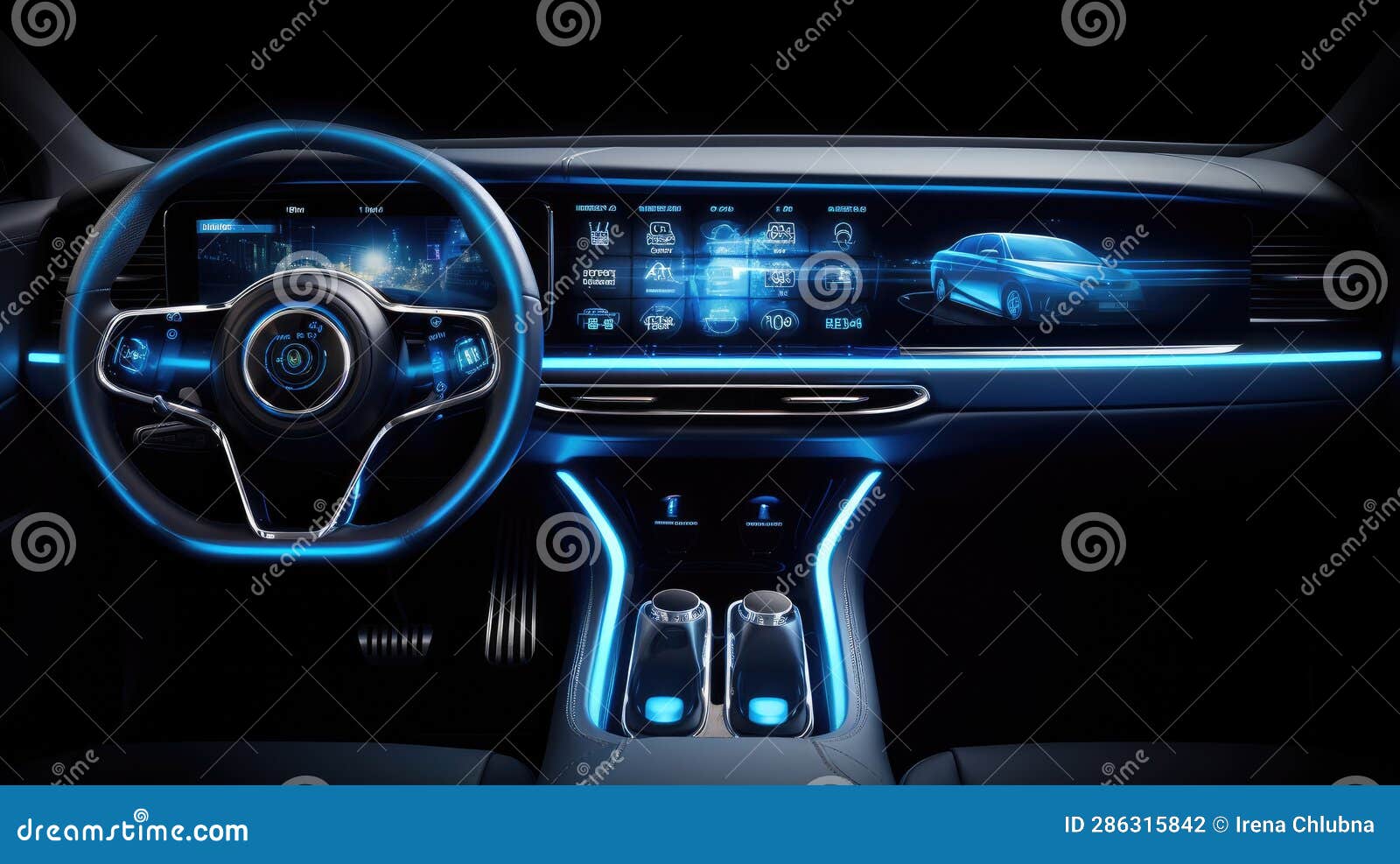 Technology on a New Car Dashboard Stock Illustration - Illustration of ...