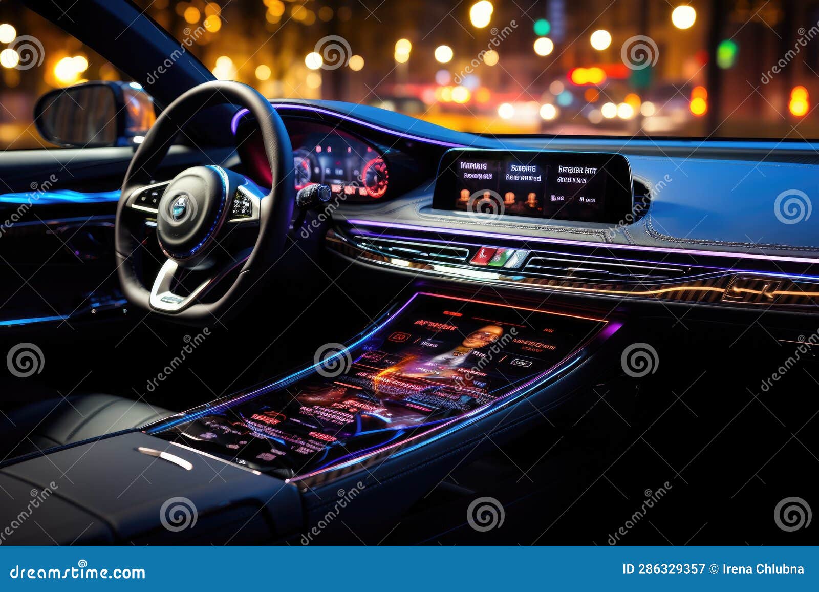 Technology on a New Car Dashboard Stock Illustration - Illustration of ...