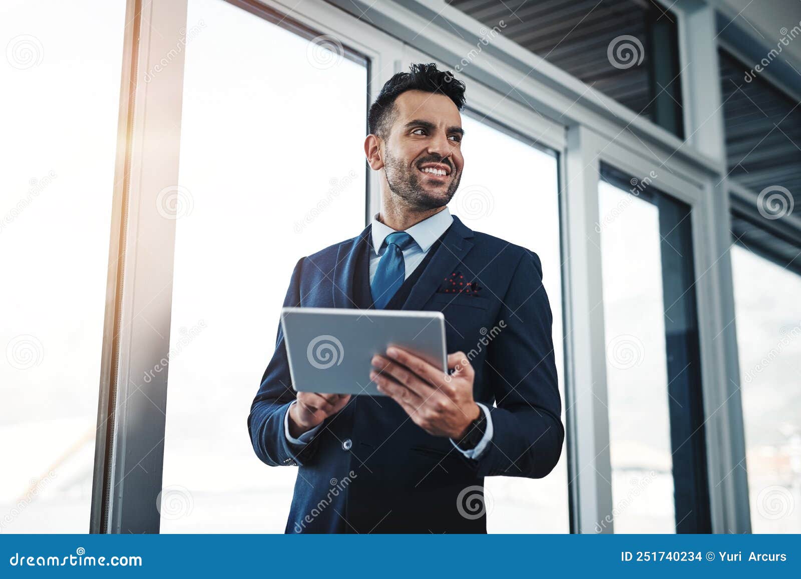 Technology is New Frontier in Business. a Handsome Male Executive ...