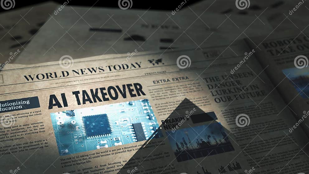 Technology News Infographic, Newspaper Reporting AI Evolution Stock ...