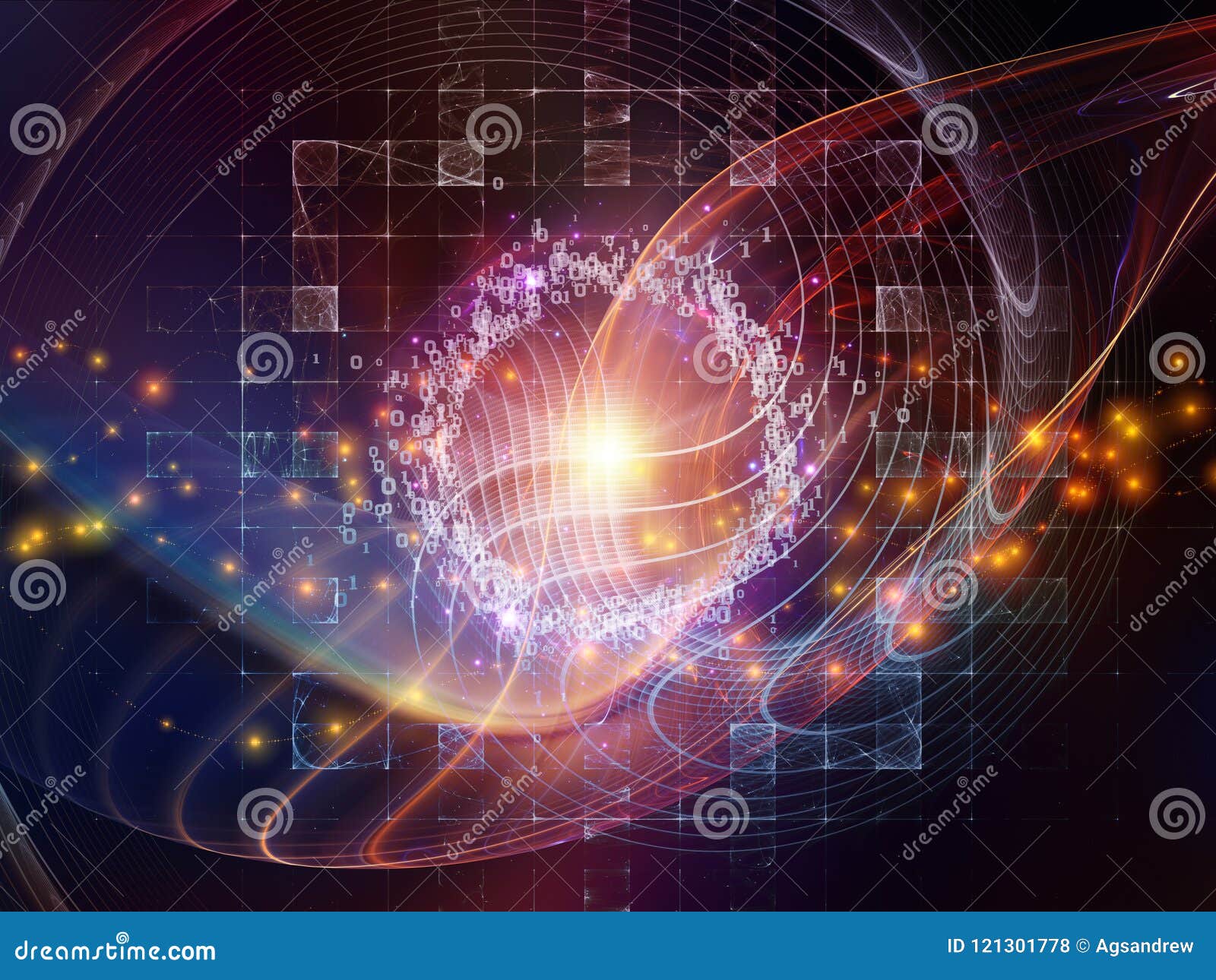 Inner Life of Digital World Stock Illustration - Illustration of glare ...