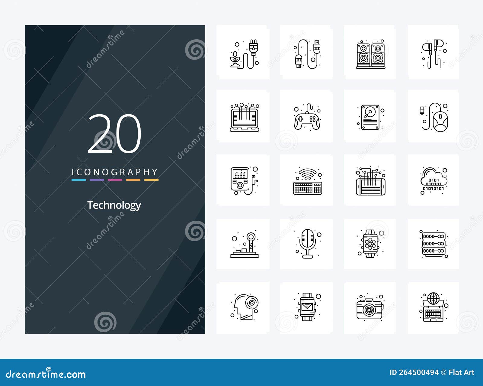 20 Technology Outline Icon for Presentation. Vector Line Icons ...