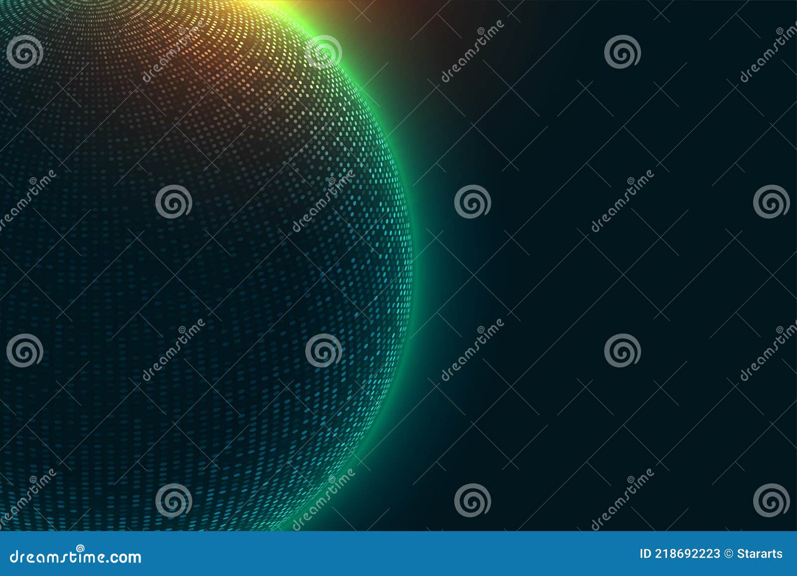 Technology Particle Sphere with Glowing Lights Background Stock Vector ...