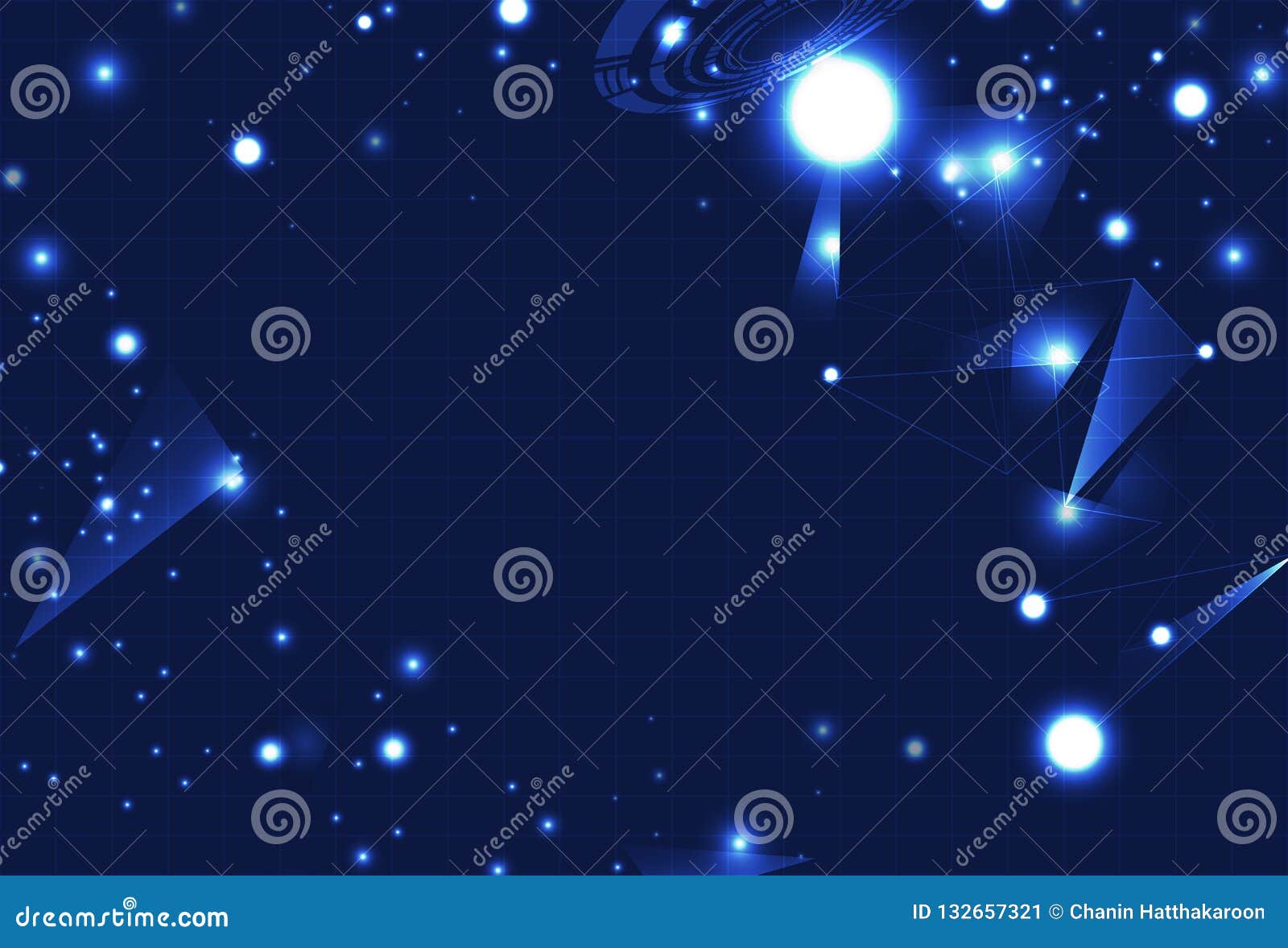 Technology, Particles Glowing with Triangles Futuristic Science Stock ...