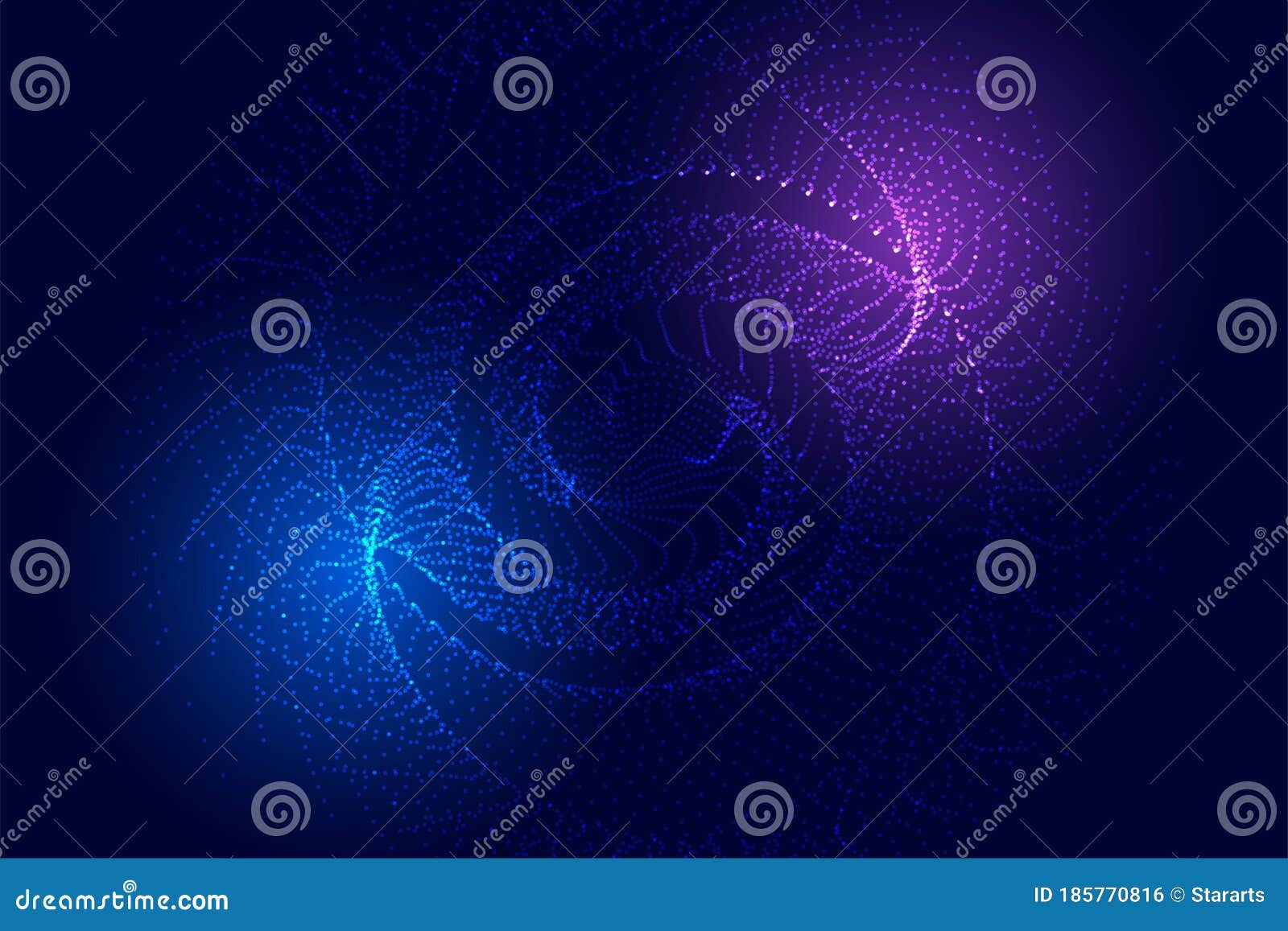 Technology Particles Spiral Background with Glowing Lights Stock Vector ...