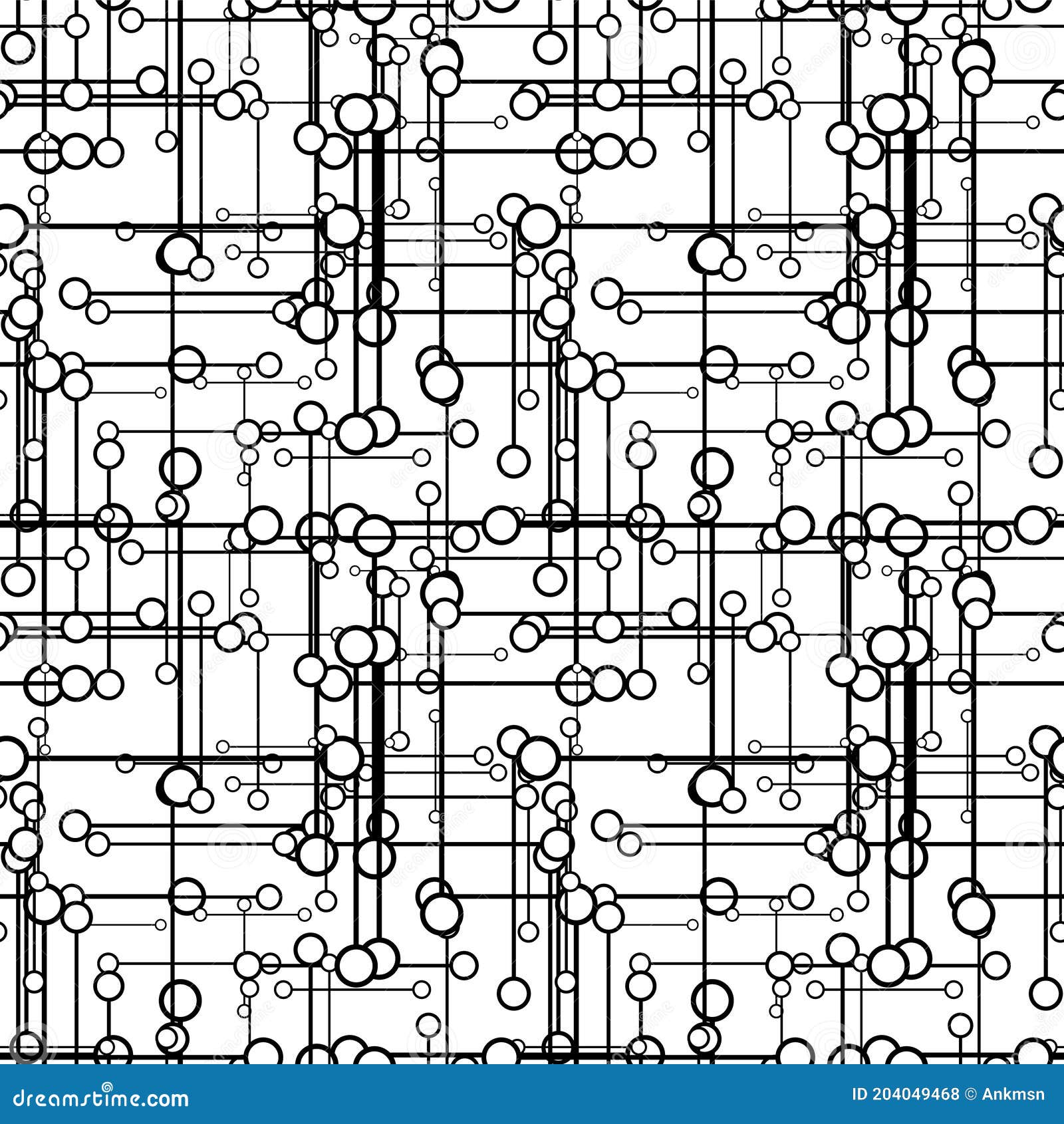 Technology Pattern Seamless Black and White Design. Vector Abstract ...