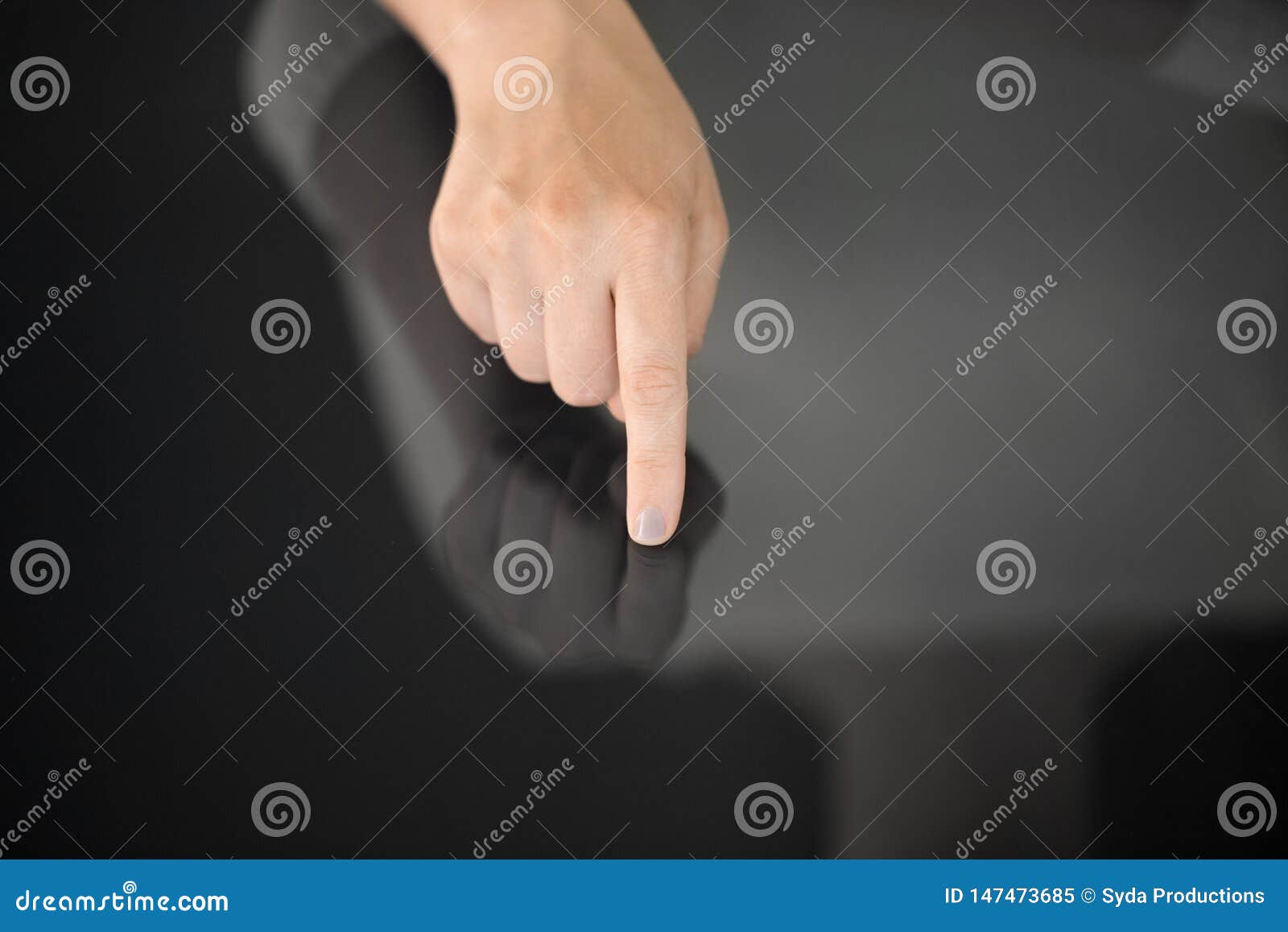 Hand Using Black Interactive Panel Stock Image - Image of closeup ...