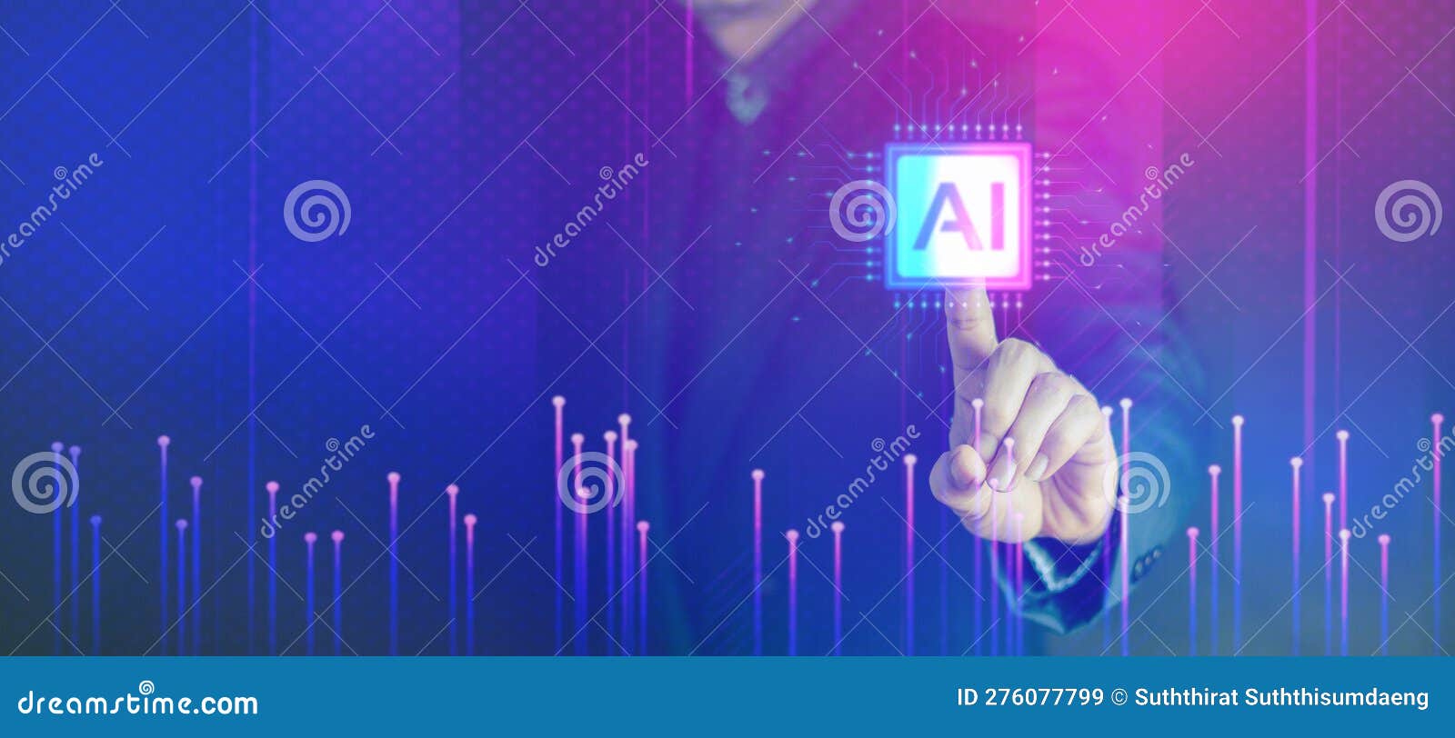 Technology and People Concept Man Use AI To Help Work, AI Learning and ...