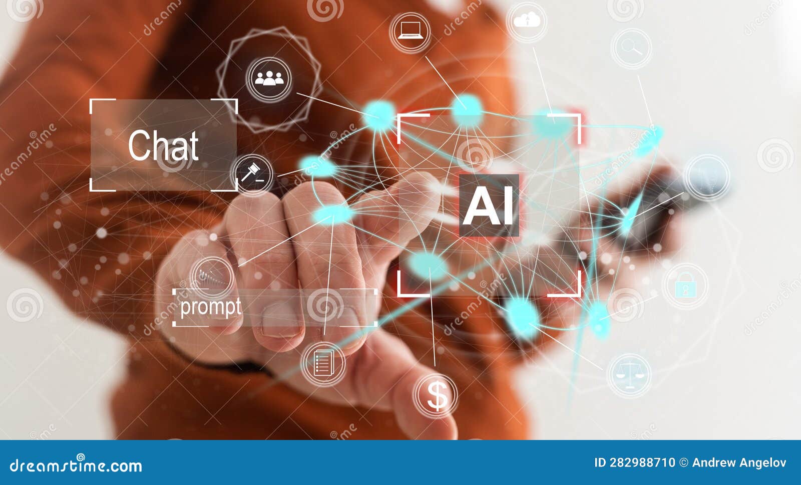 Technology and People Concept Man Use AI To Help Work, AI Learning and ...