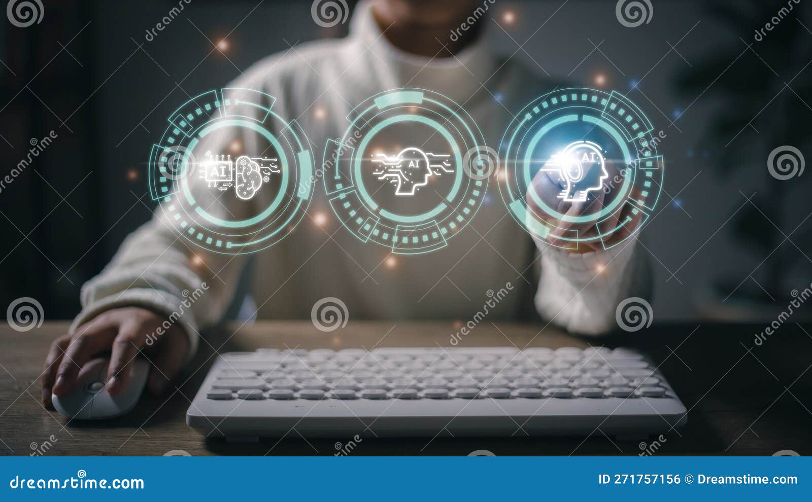 Technology and People Concept Women Use AI To Help Work, AI Learning ...