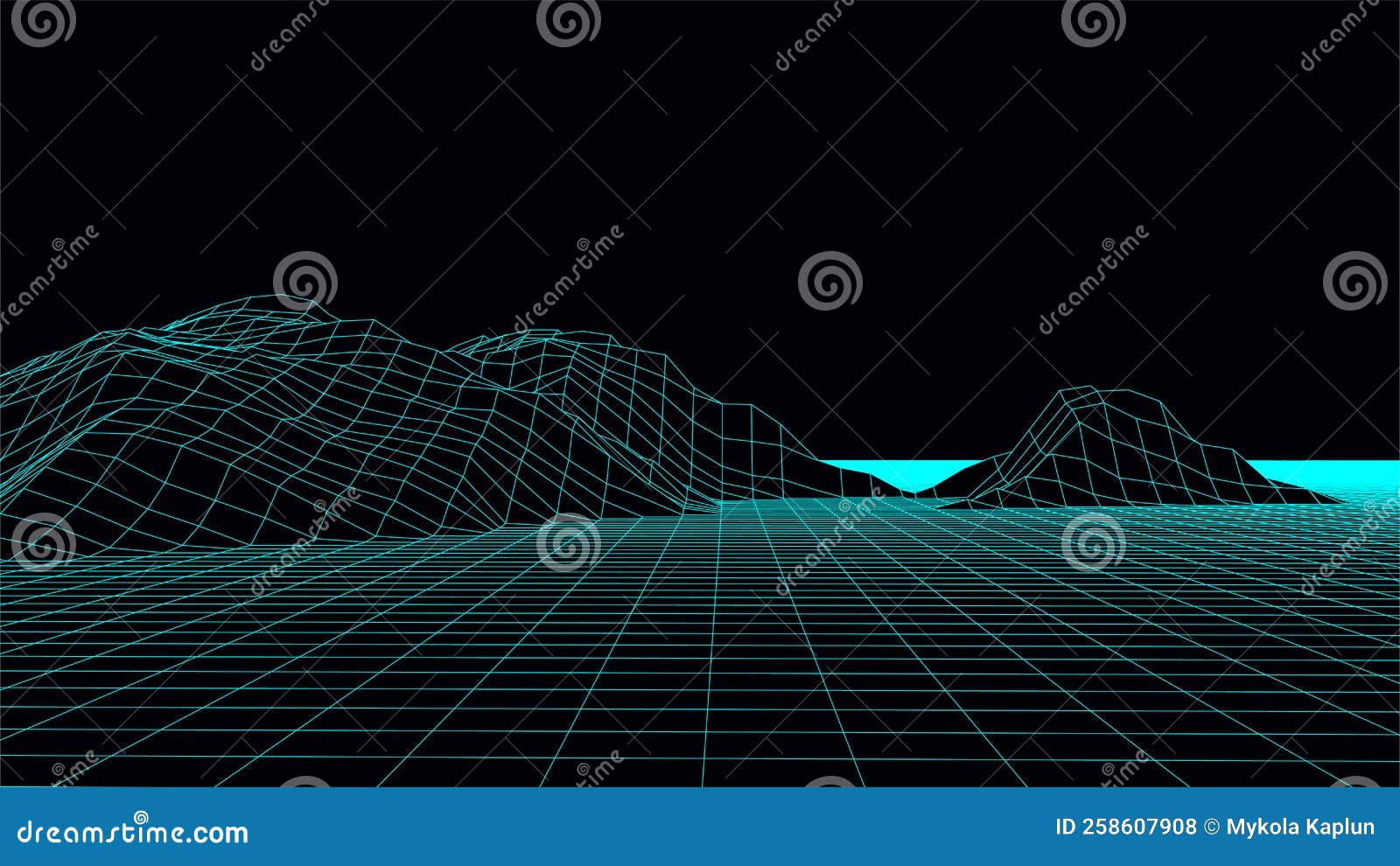 Perspective Grid. Abstract Background Shining Blue Floor Ground ...