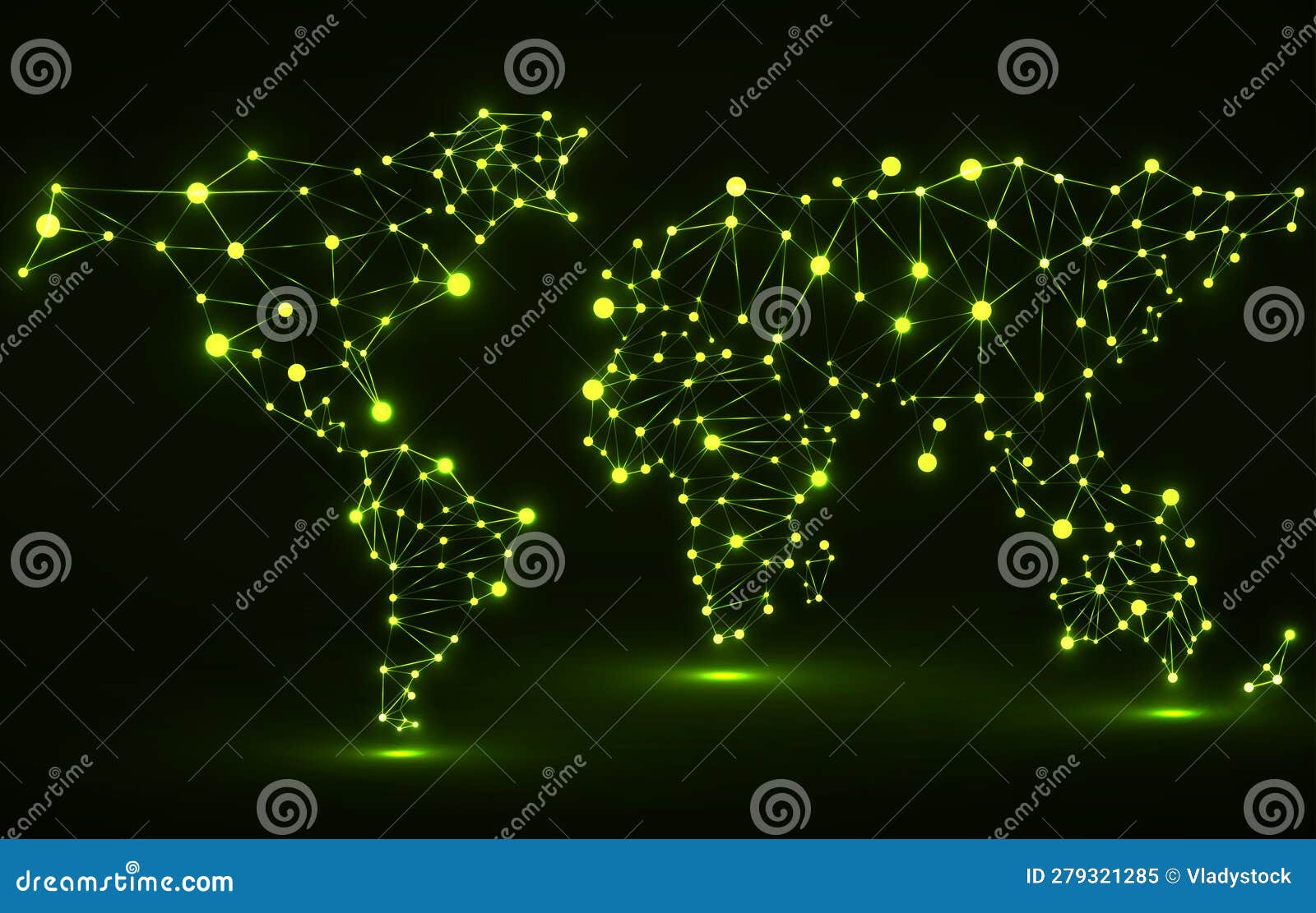 Technology Polygonal World Map. Global Earth Map with Glowing Dots and ...