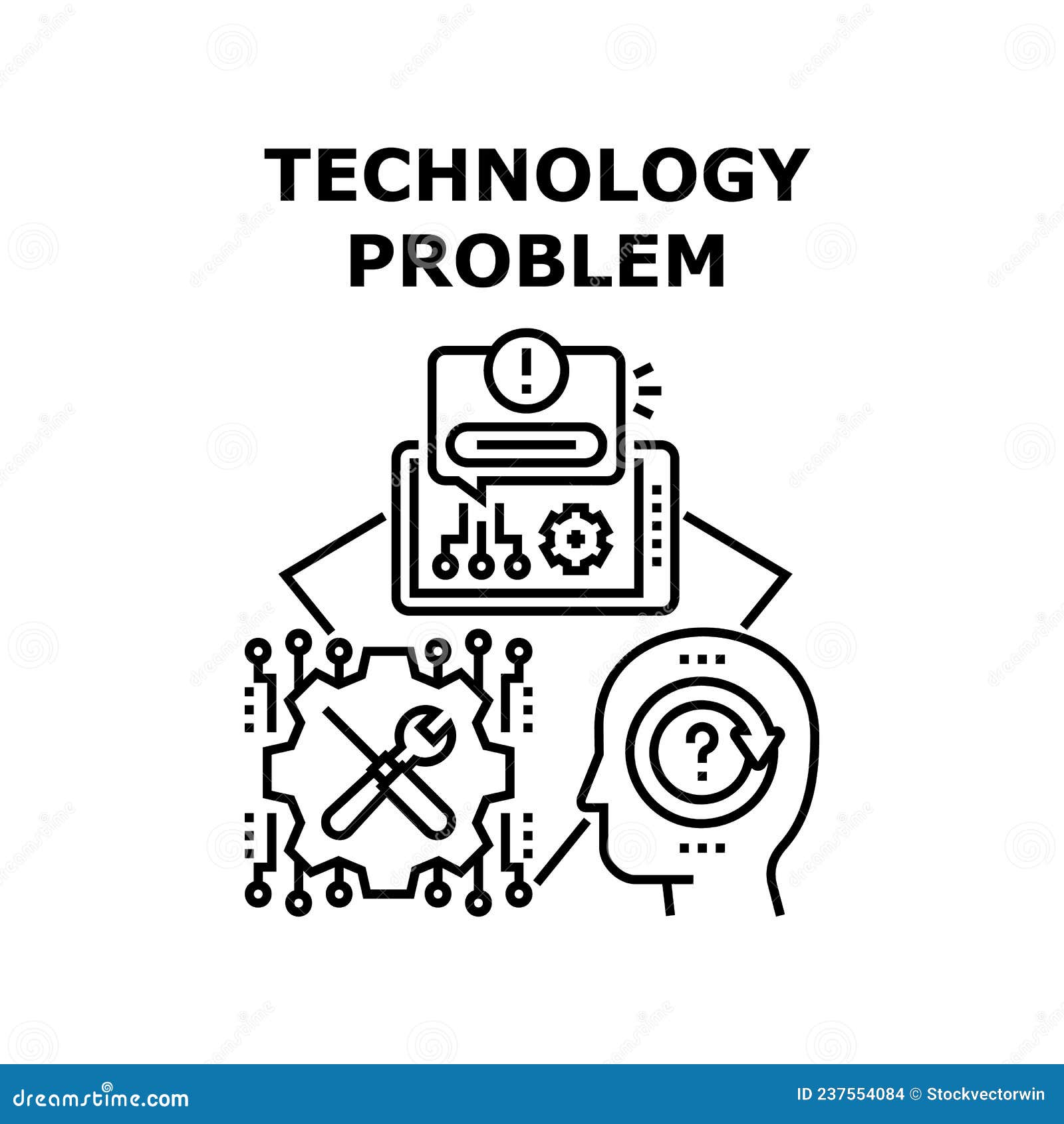 Technology Problem Icon Vector Illustration Stock Vector - Illustration ...