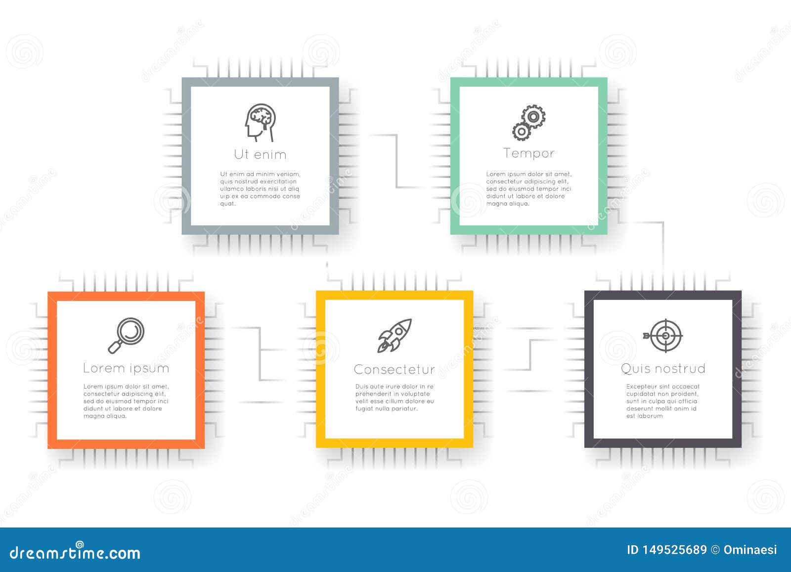 Technology Process Diagram Infographic Presentation Label Options Steps ...