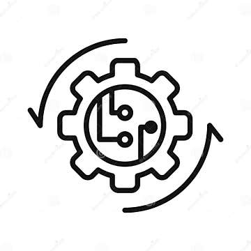 Technology Process Icon Black and White Illustration Stock Vector ...
