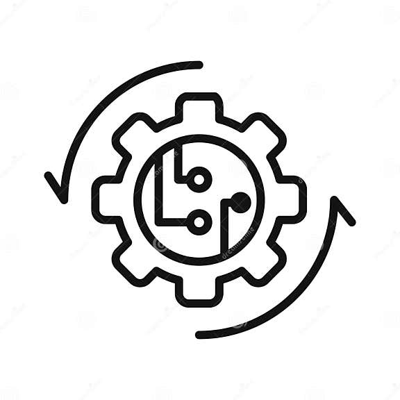 Technology Process Icon Black and White Illustration Stock Vector ...