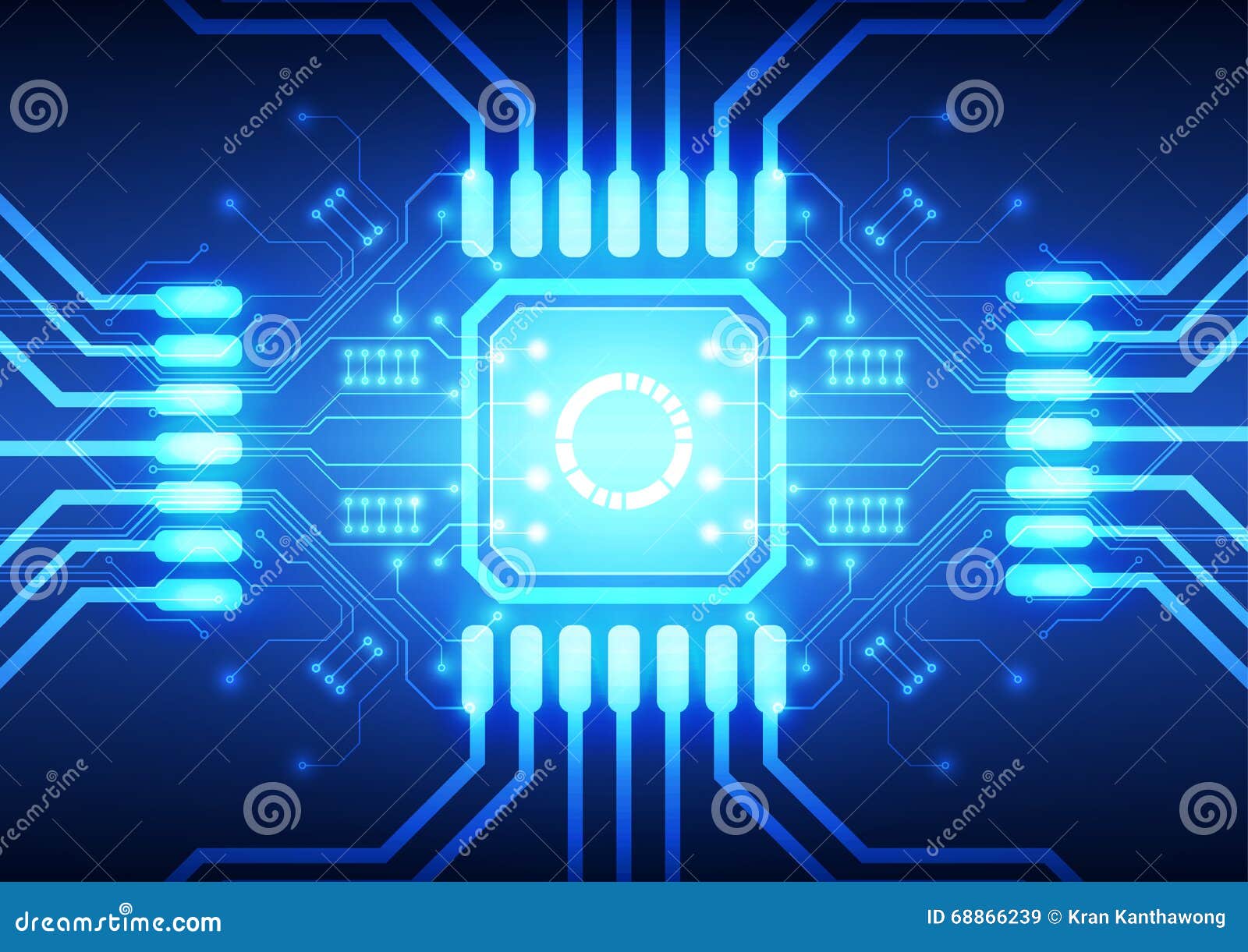 Technology Processor on Circuit Board Vector Background Stock Vector ...