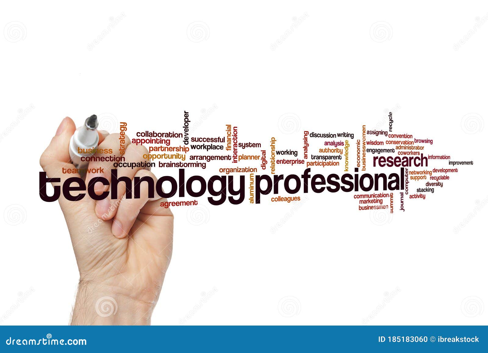 Technology Professional Word Cloud Concept Stock Illustration ...