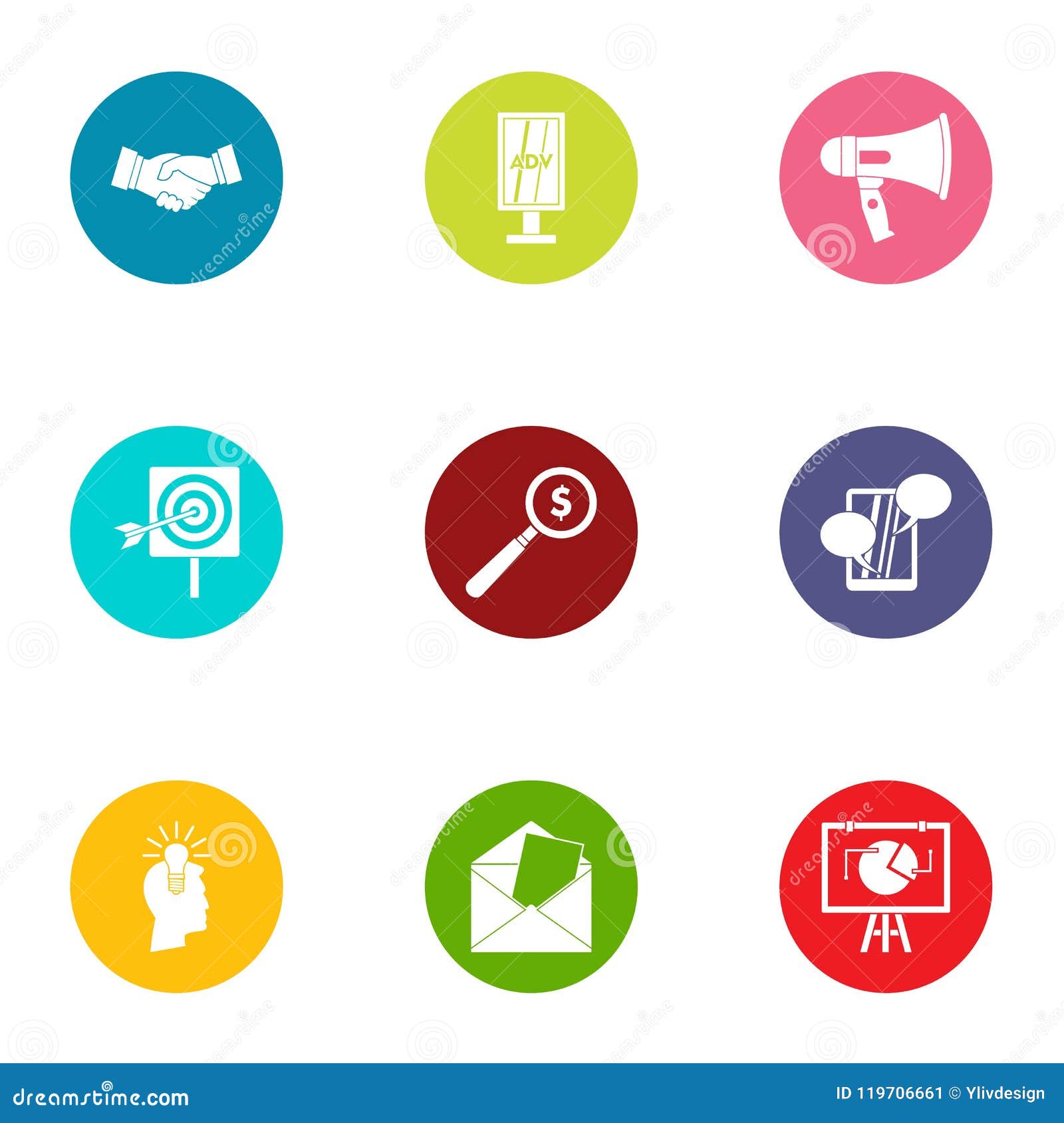 Technology of Progress Icons Set, Flat Style Stock Vector ...