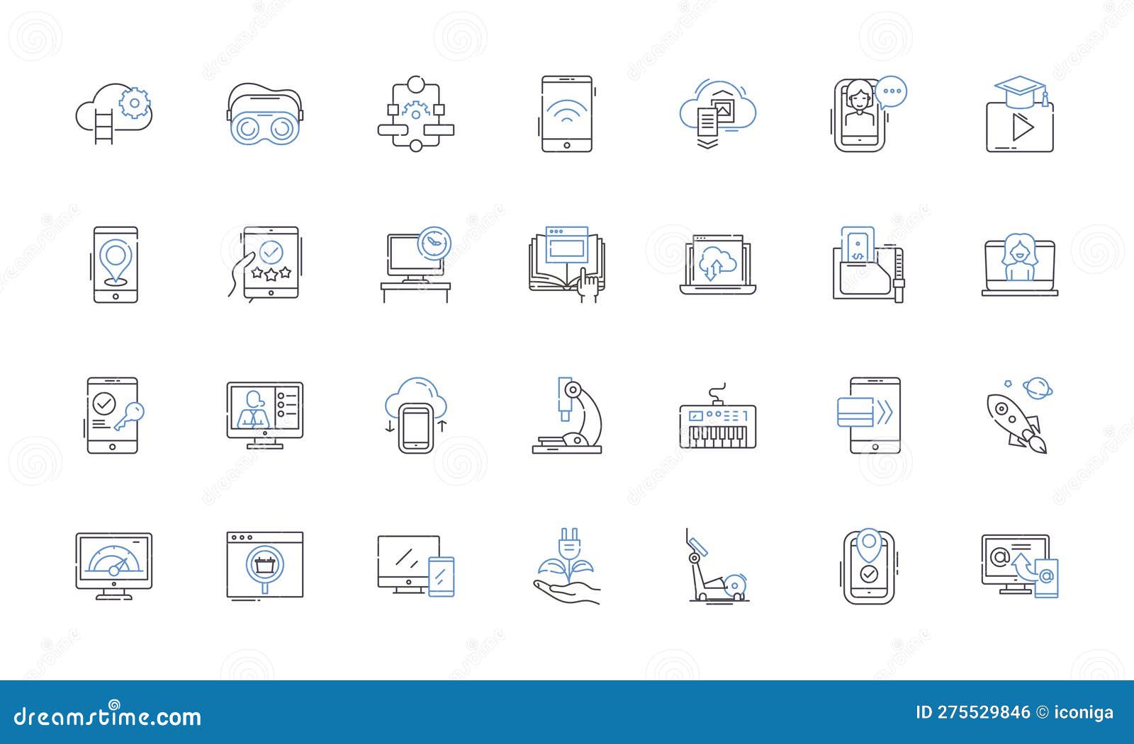 Technology Progress Line Icons Collection. Innovation, Evolution ...