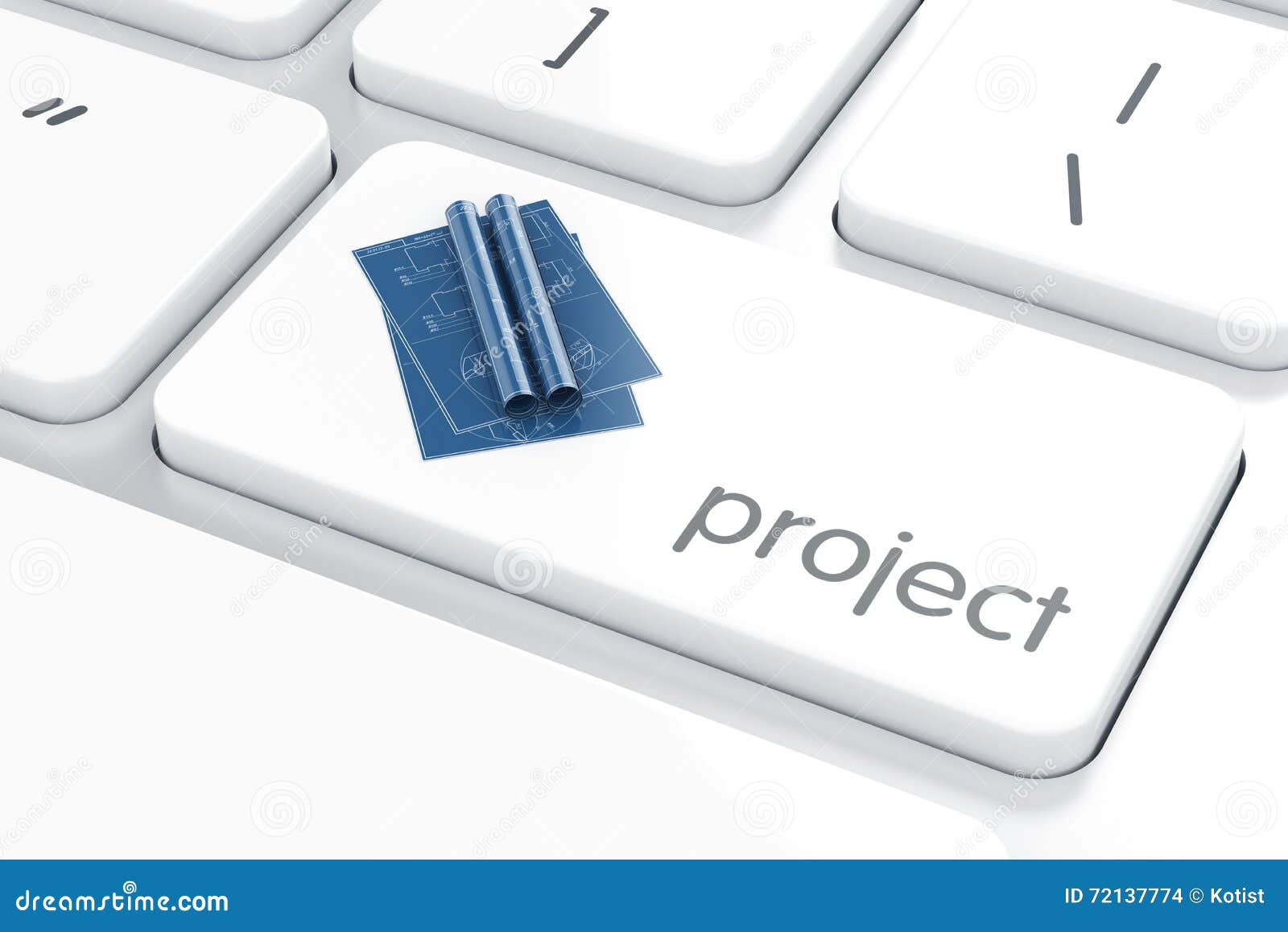 Technology Project Blueprint on the White Enter Computer Keyboard Stock ...